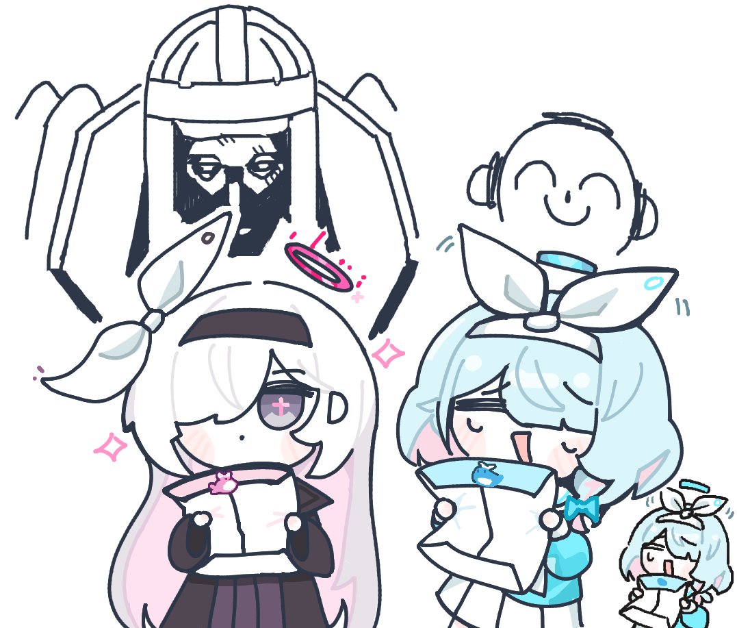 Safebooru - + + 2boys 2girls a.r.o.n.a (blue archive) amedrama arona's sensei doodle (blue ...