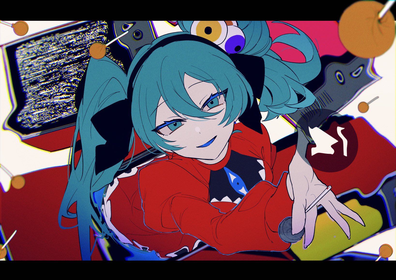 Safebooru - blue eyes blue hair blue tongue candy chromatic aberration ...