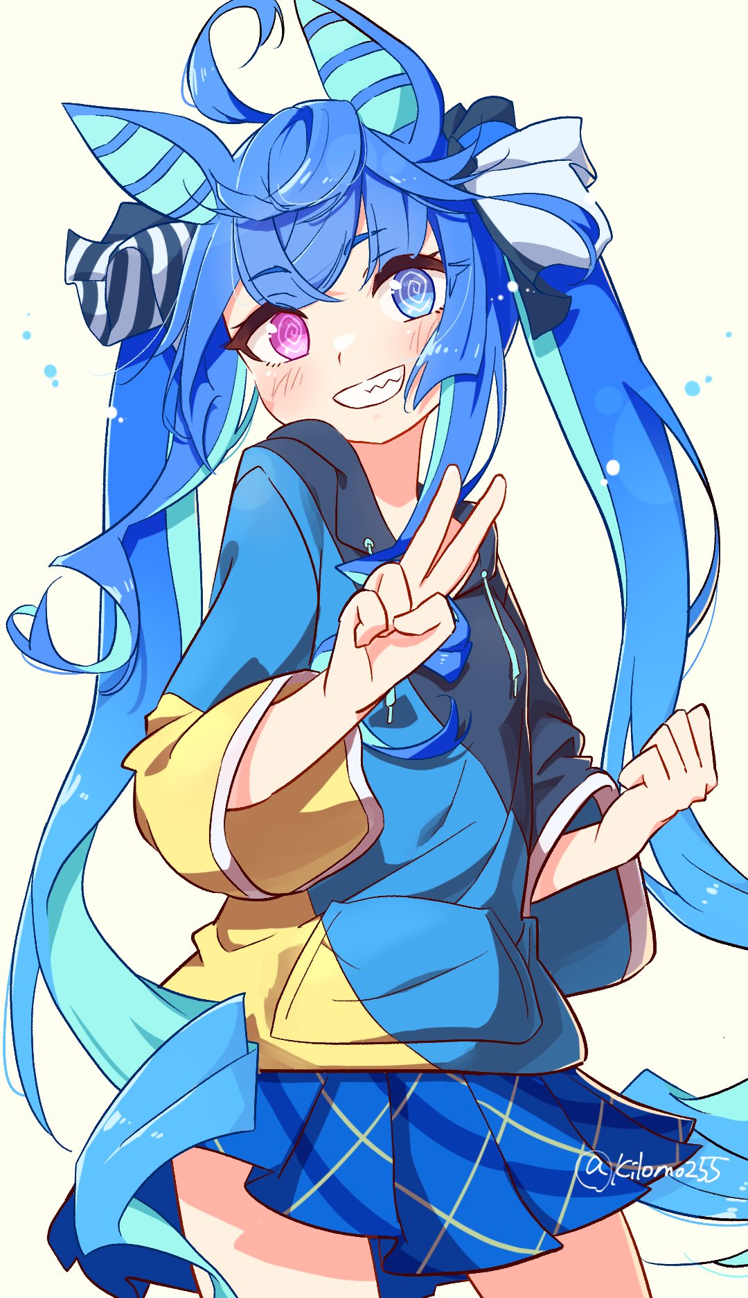 Safebooru - 1girl @ @ ahoge alternate costume animal ears blue eyes blue sky blush clenched hand ...