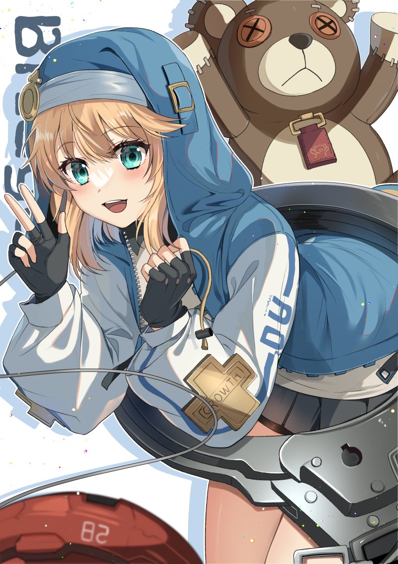 Safebooru - 1girl androgyne symbol aqua eyes bike shorts under skirt black gloves blonde hair ...
