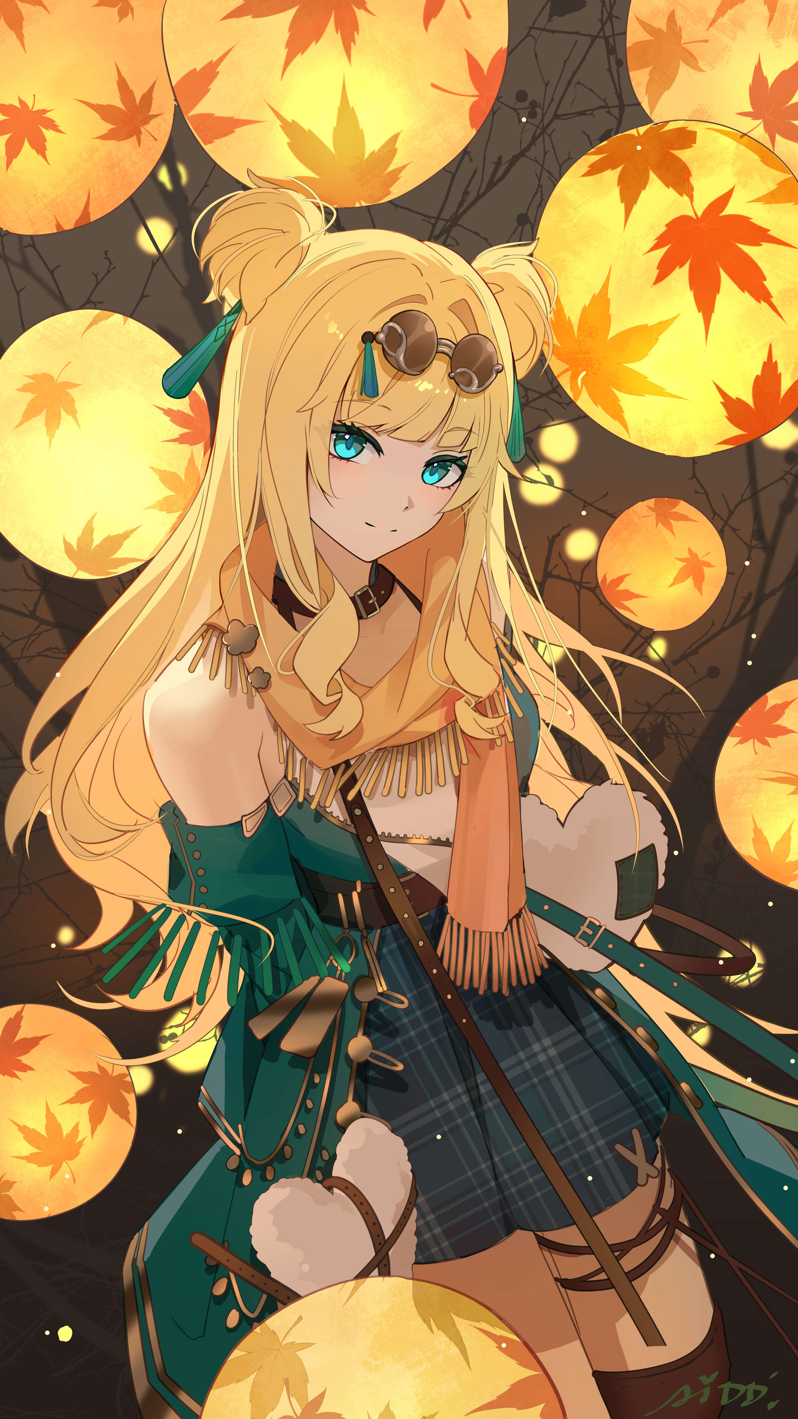 Safebooru - 1girl absurdres ai dongdong alternate costume artist name black thighhighs blonde ...