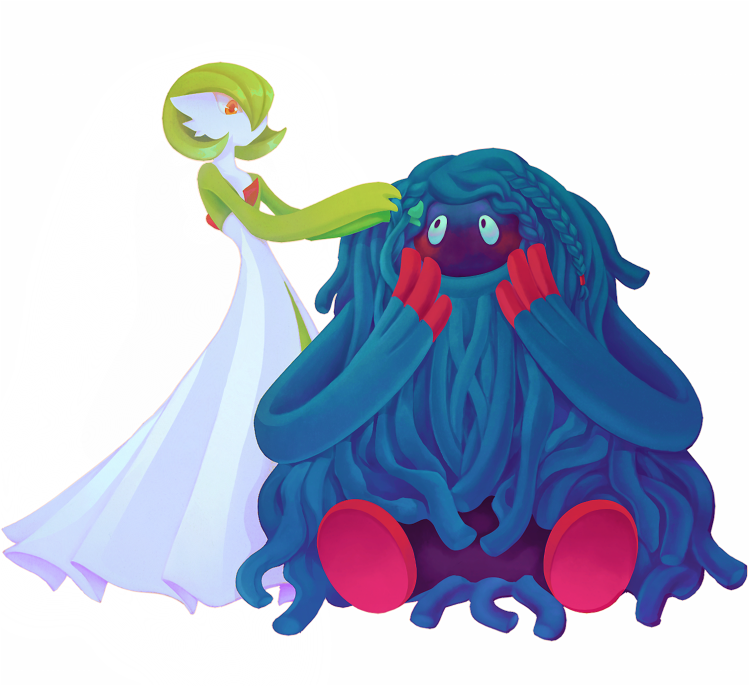 Safebooru - 2girls blue skin bob cut colored skin dress gardevoir green ...