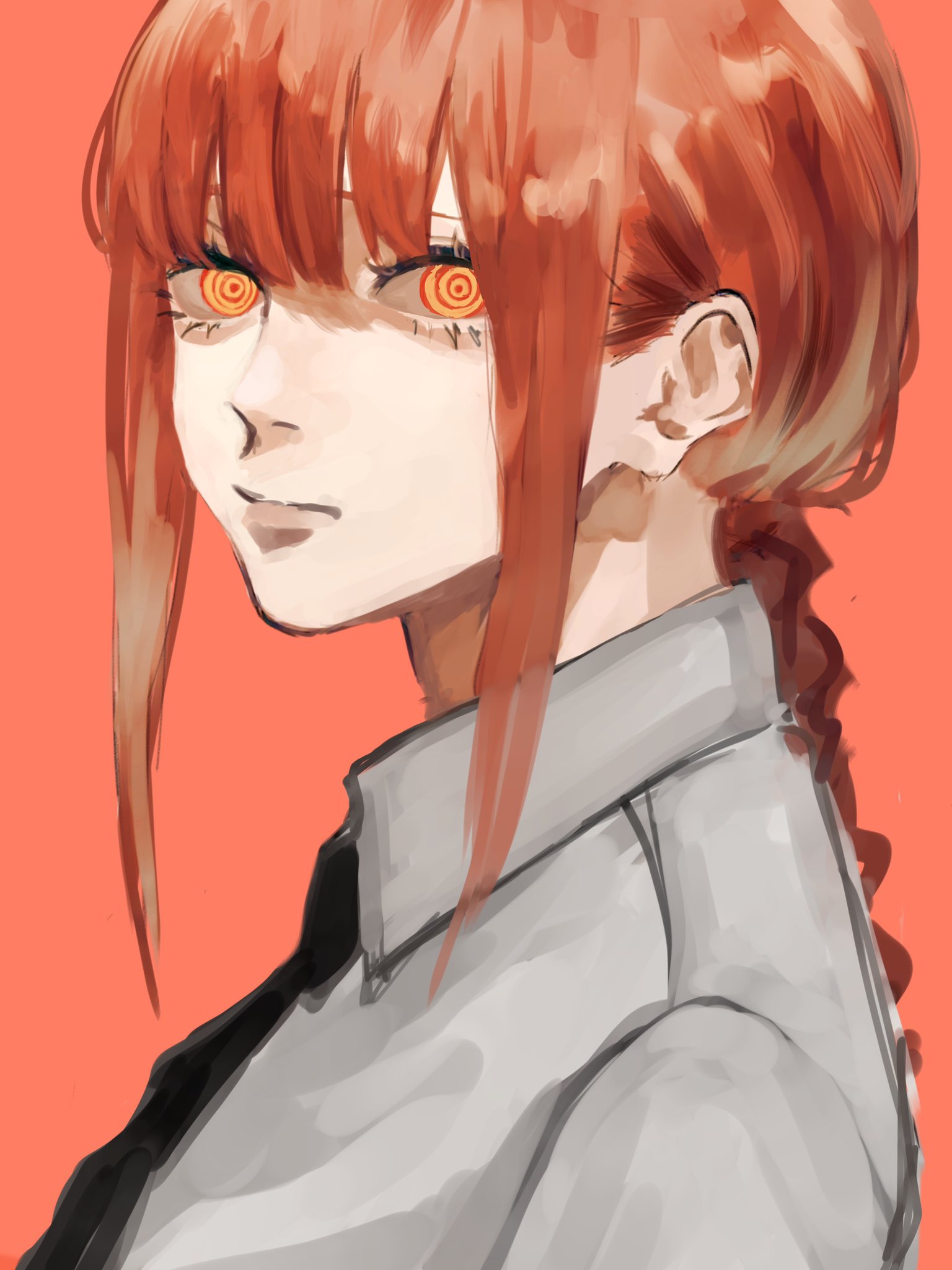 Safebooru - 1girl black necktie bonjindaaa braid braided ponytail chainsaw man collared shirt ...