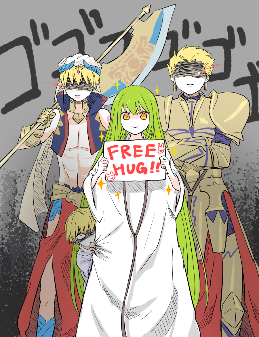 Safebooru - 1other 3boys androgynous armor axe blonde hair blue vest ...