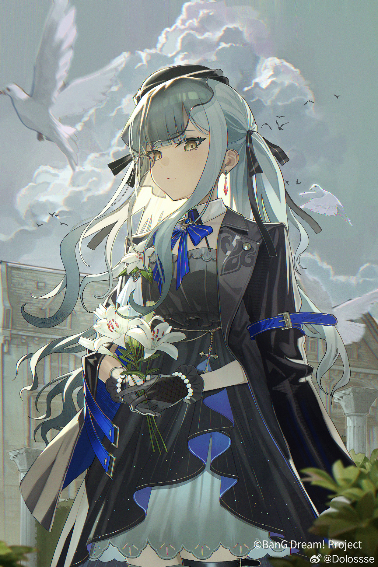 Safebooru - 1girl bang dream! bang dream! it's mygo!!!!! bird black dress black gloves black hat ...