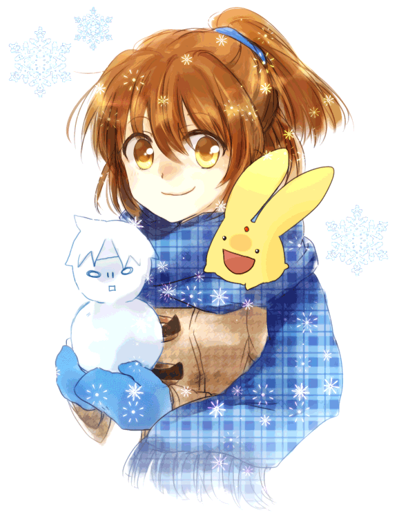 Safebooru - 1girl 2girls arle nadja blue gloves blue scarf brown hair ...