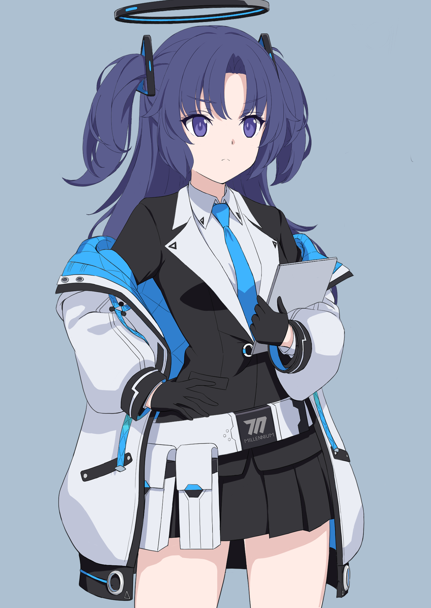 Safebooru - 1girl belt black gloves black jacket black skirt blue archive blue necktie closed ...