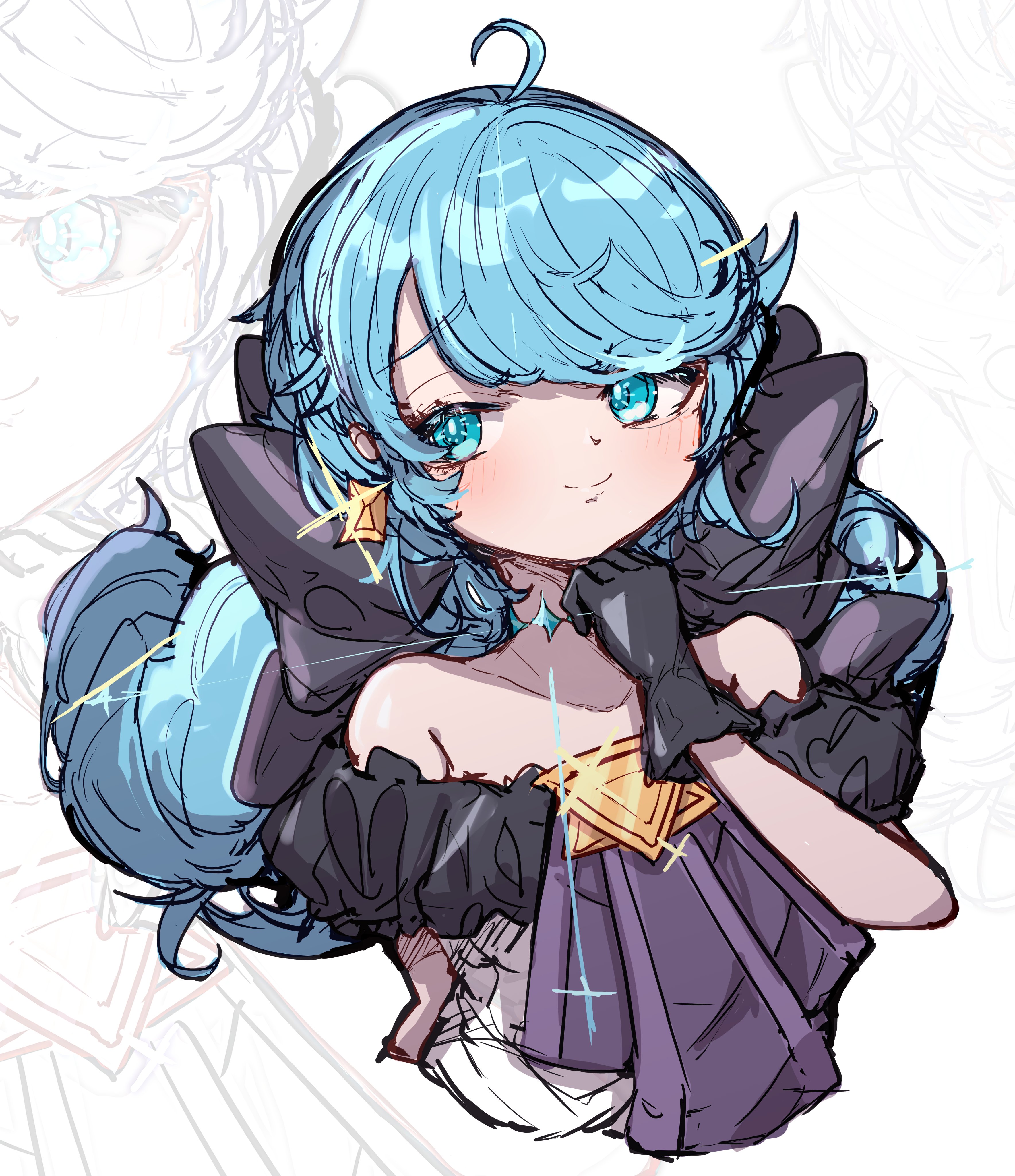 Safebooru - 1girl absurdres ahoge bare shoulders black bow black dress black gloves blush bow ...