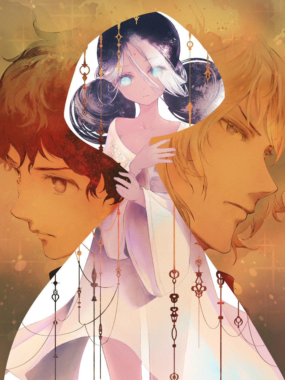 Safebooru - 1girl 2boys amuro ray bindi black hair blonde hair blue ...
