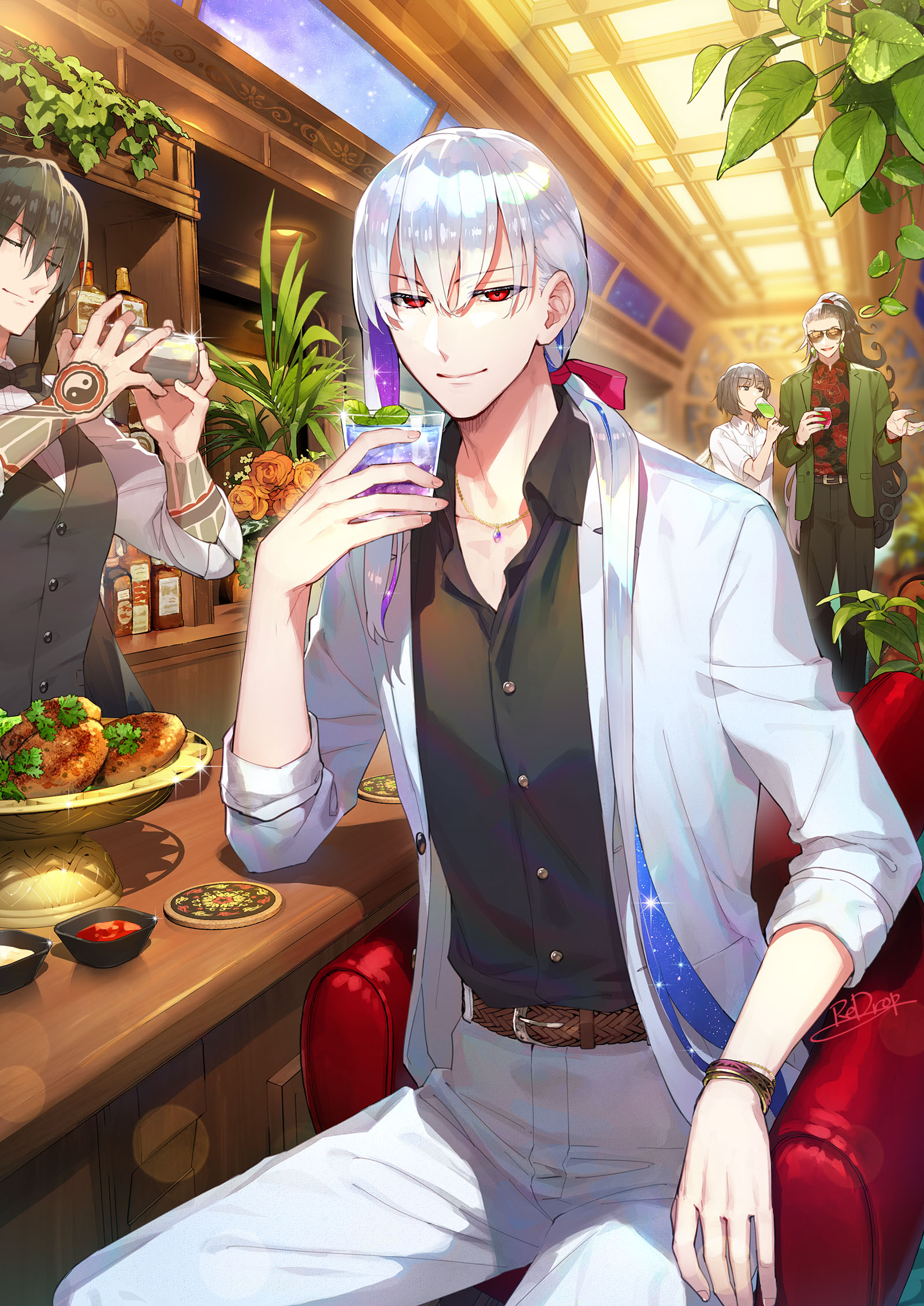 Safebooru 4boys Alternate Costume Arm Tattoo Armchair Ashiya Douman 3199