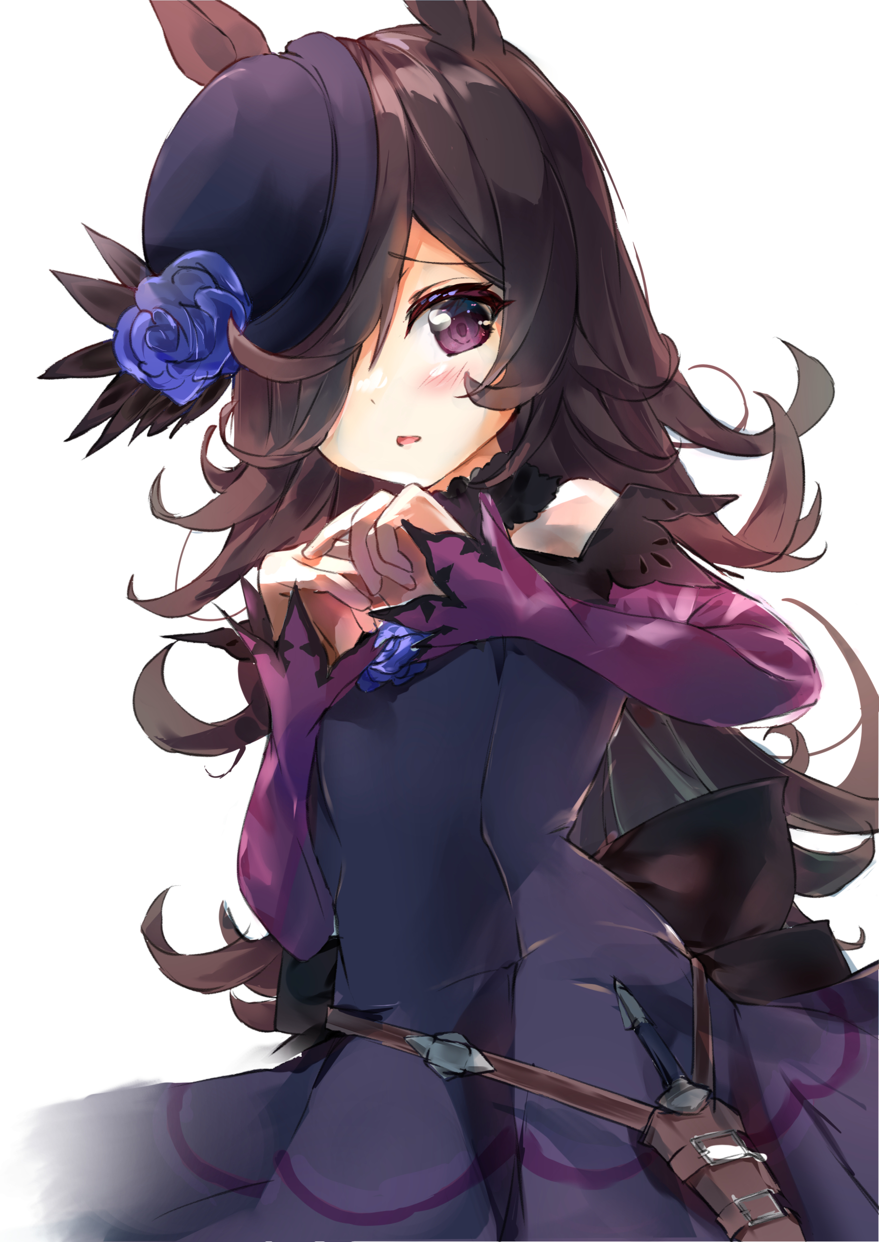 Safebooru - 1girl absurdres animal ears back bow belt black belt black bow black hair blue dress ...