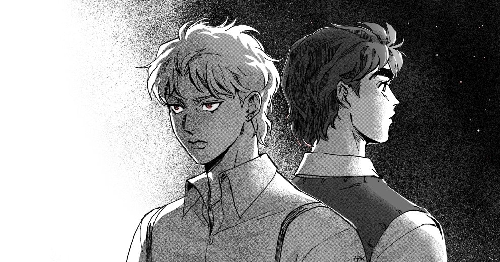 Safebooru - 2boys aged down back-to-back child dio brando greyscale ...