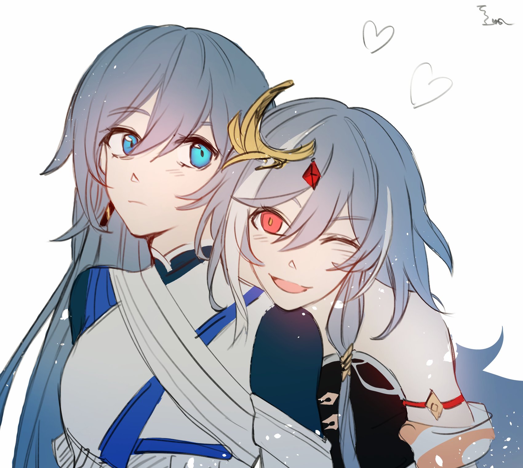 Safebooru - 2girls :d black hair blue eyes chilly7chilly chinese ...