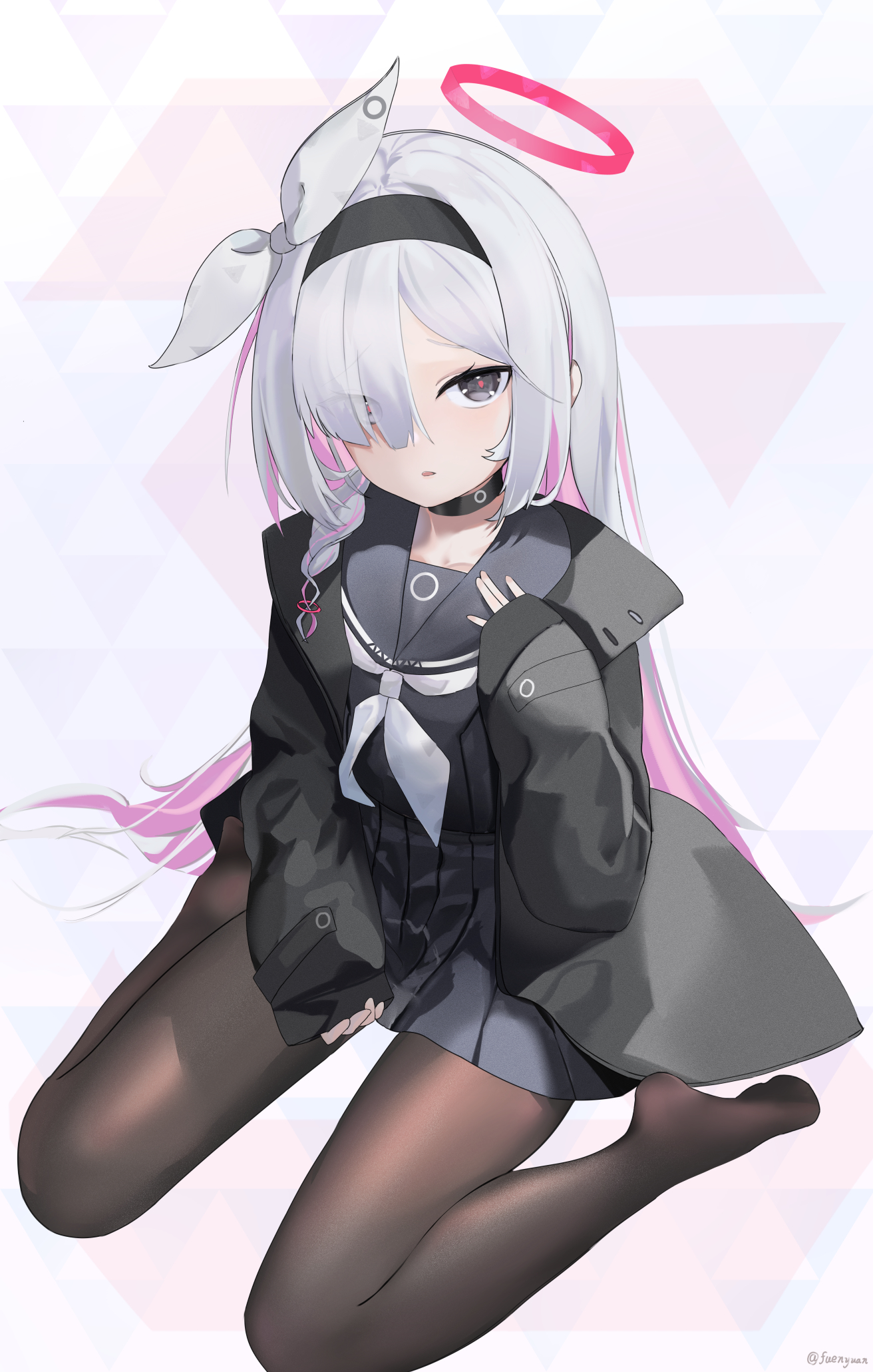 Safebooru - 1girl a.r.o.n.a (blue archive) black choker black eyes black hairband black jacket ...