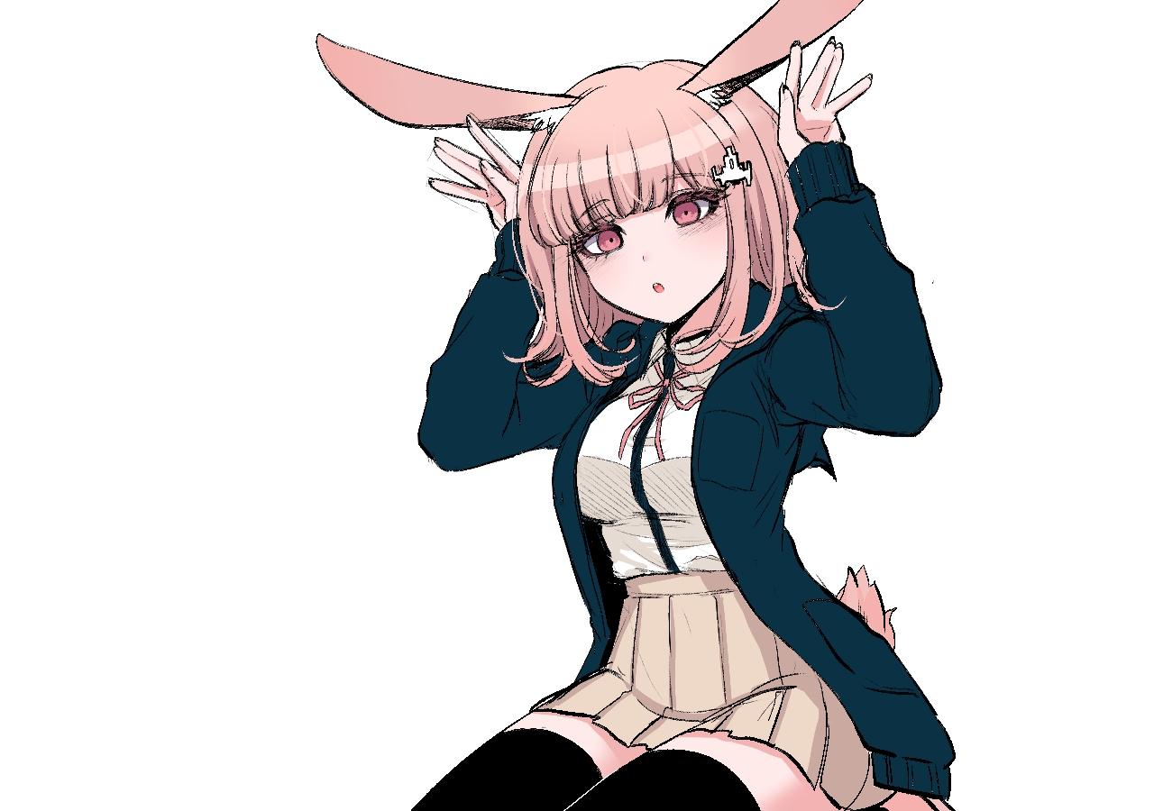 Safebooru - 1girl :o animal ears black jacket black shirt black thighhighs blush brown hair ...