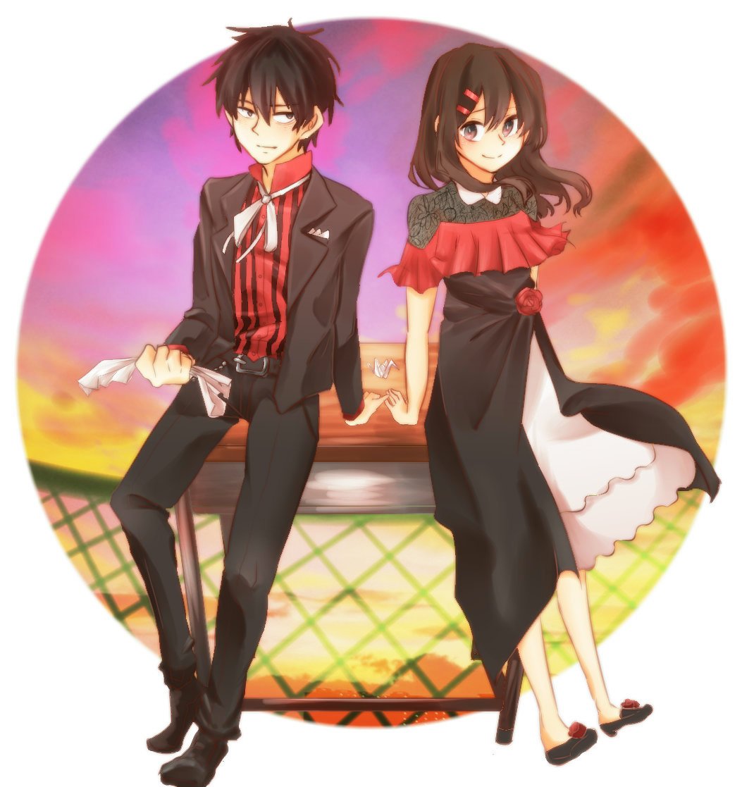 Safebooru - 1boy 1girl against table alternate costume arm support belt belt buckle black belt ...