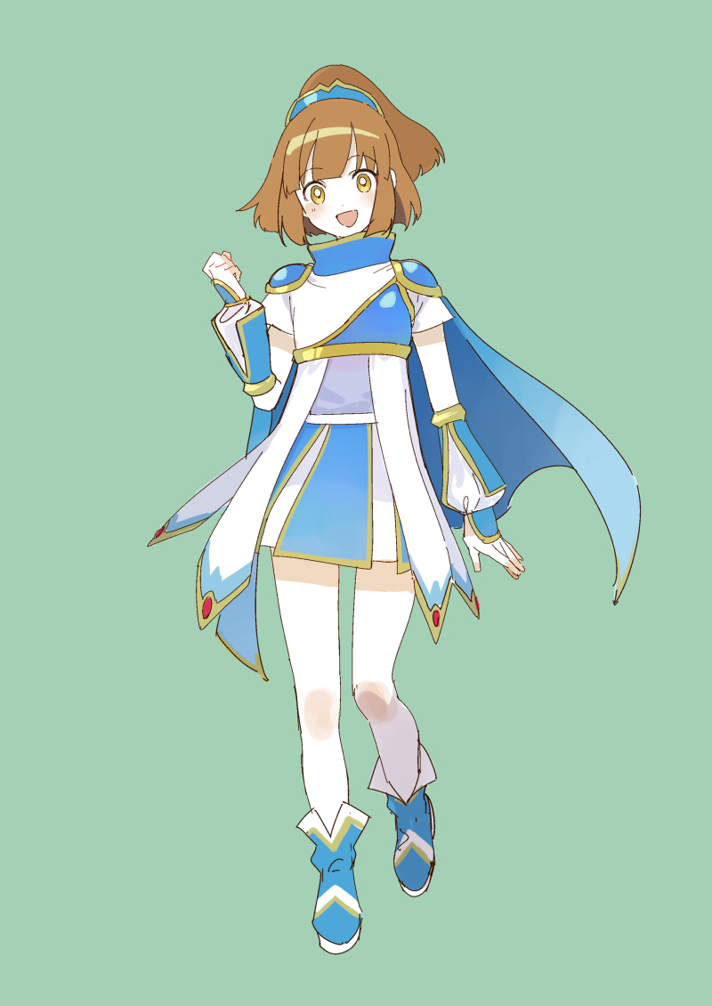 Safebooru - 1girl arle nadja blue cape blue skirt blush brown hair cape detached sleeves full ...