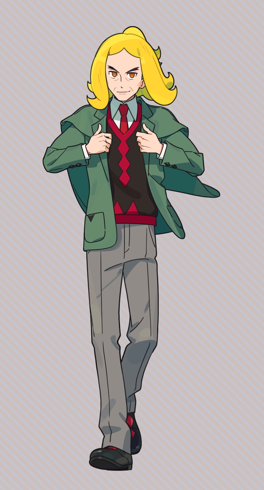 Safebooru - 1boy black footwear black vest blonde hair buttons closed ...