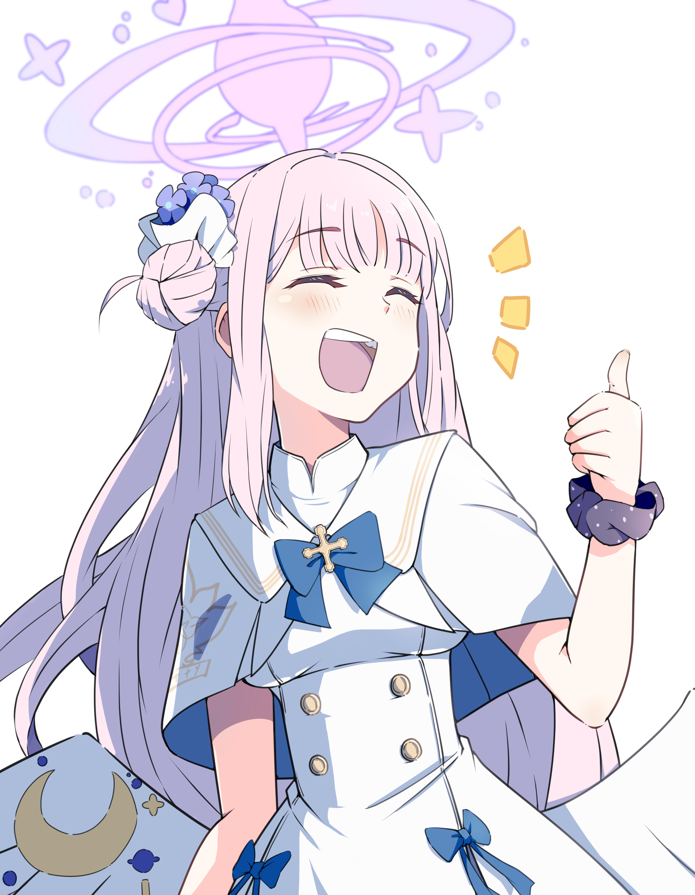 Safebooru - 1girl :d ^ ^ absurdres angel wings blue archive blunt bangs bow capelet closed eyes ...