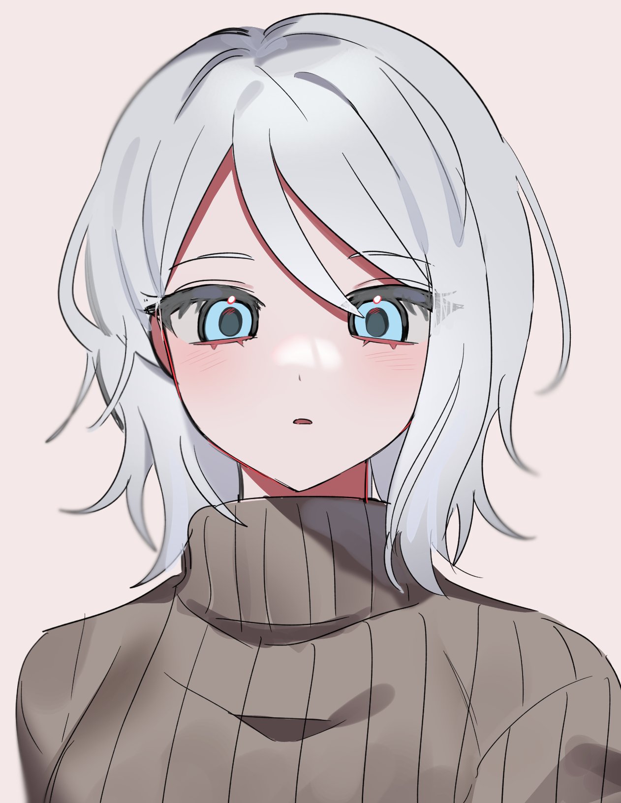 Safebooru - 1girl blue eyes breasts brown sweater commentary request faust (limbus company ...