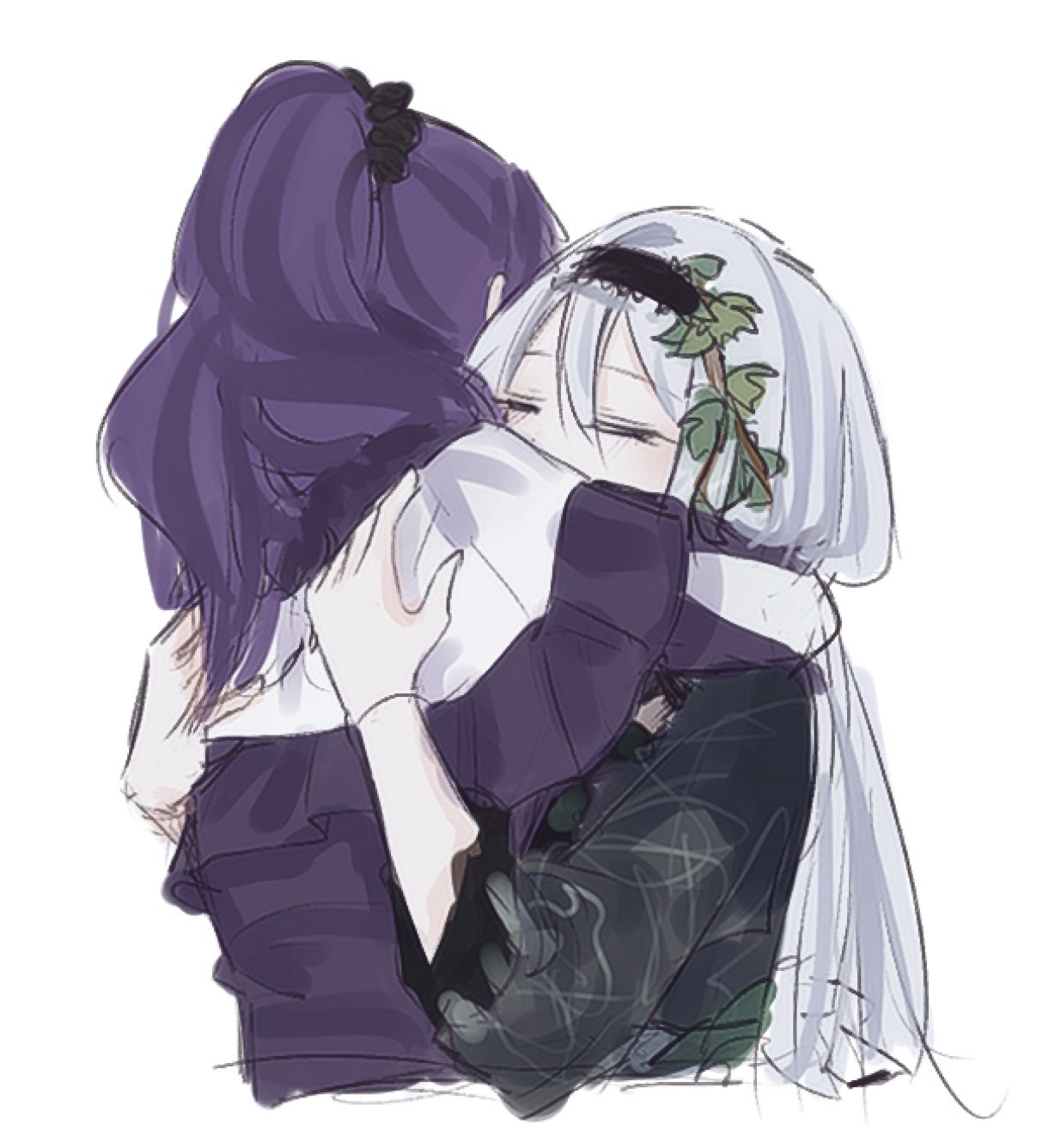 Safebooru - 2girls alternate costume asahina mafuyu closed eyes dress from side hair ornament ...