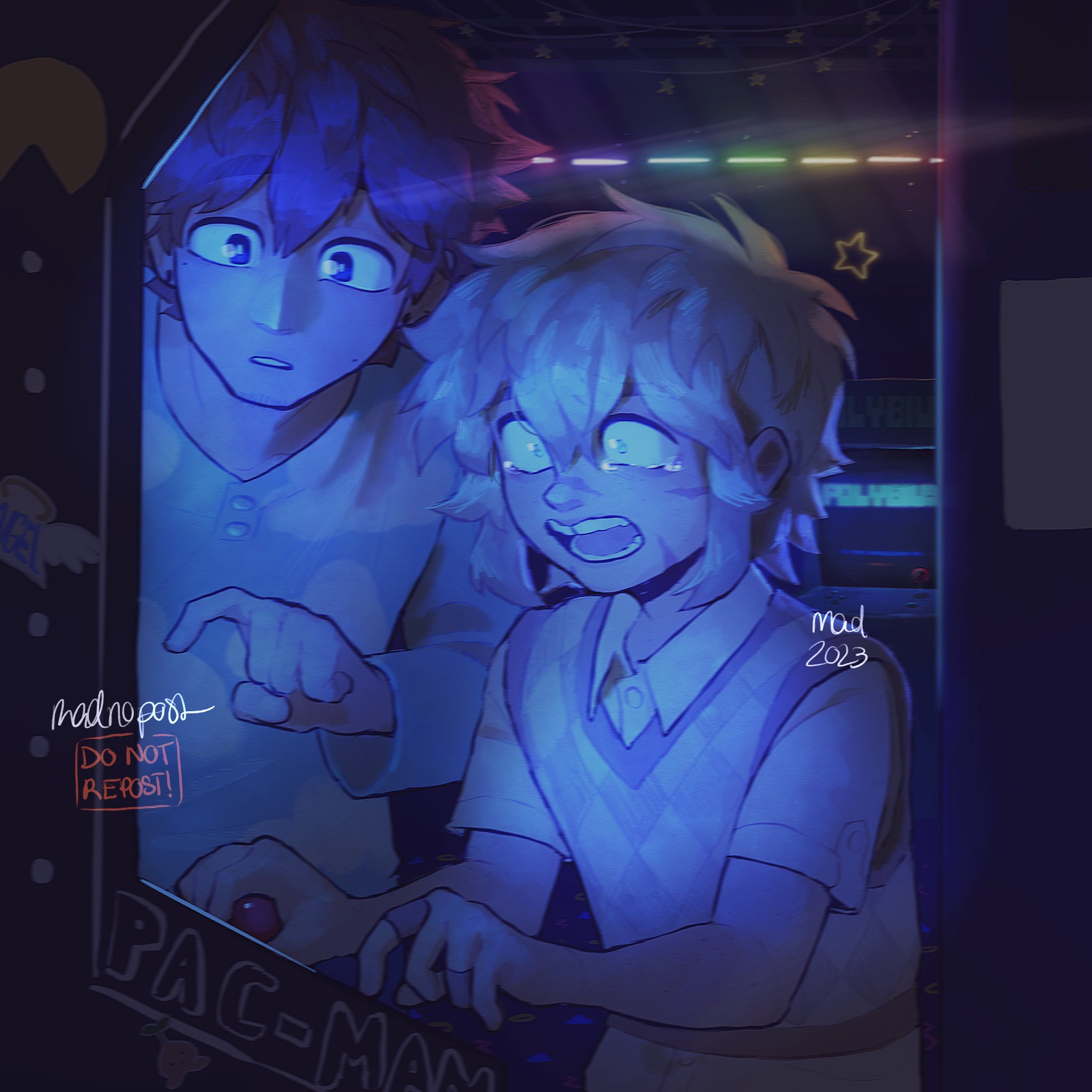 Safebooru - 2boys alternate costume antenna hair arcade cabinet arcade ...