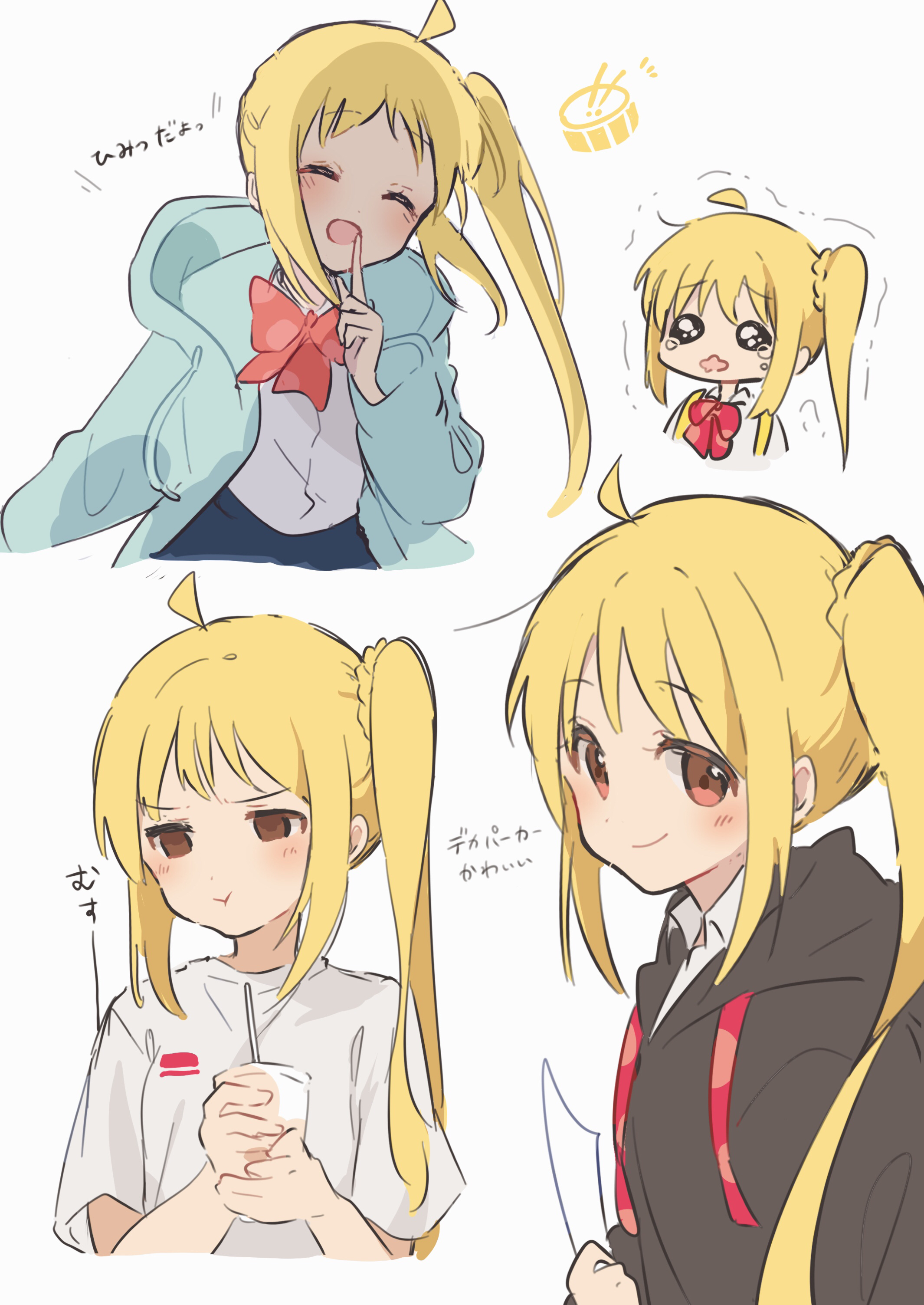 Safebooru - 1girl absurdres ahoge black hoodie blonde hair blush bocchi the rock! crying crying ...