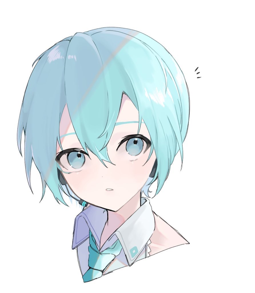 Safebooru - 1girl alternate hair length alternate hairstyle aqua eyes aqua hair aqua necktie ...