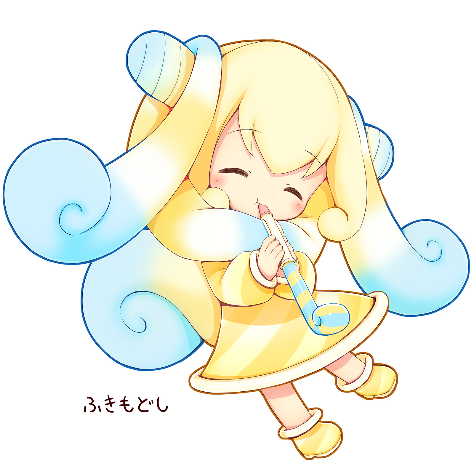 Safebooru - 1girl aikei ake blonde hair blue sky blush chibi closed ...