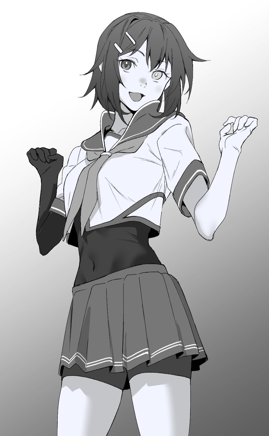 Safebooru - 1girl bodysuit elbow gloves furutaka (kancolle) gloves glowing glowing eye gradient ...