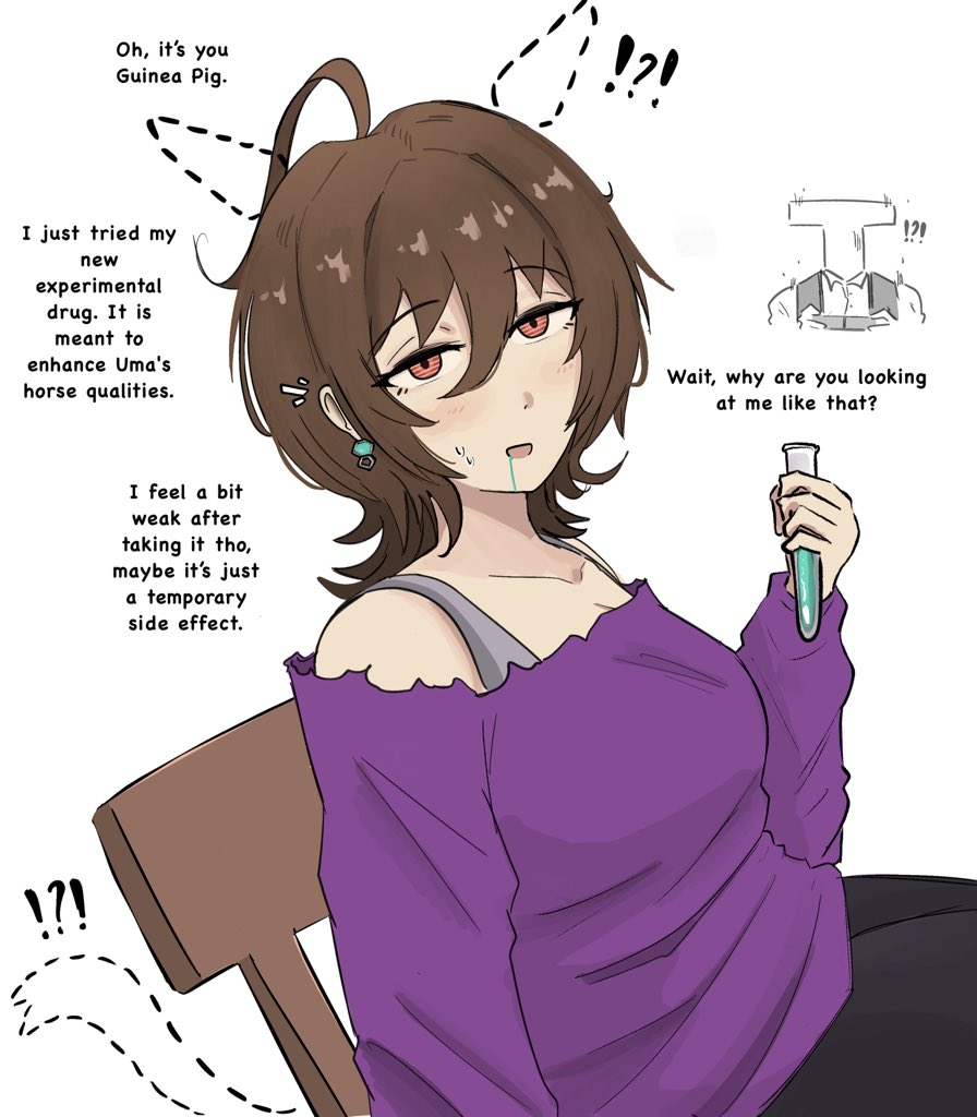 Safebooru - !? 1boy 1girl :d agnes tachyon (casual) (umamusume) agnes tachyon (umamusume) ahoge ...