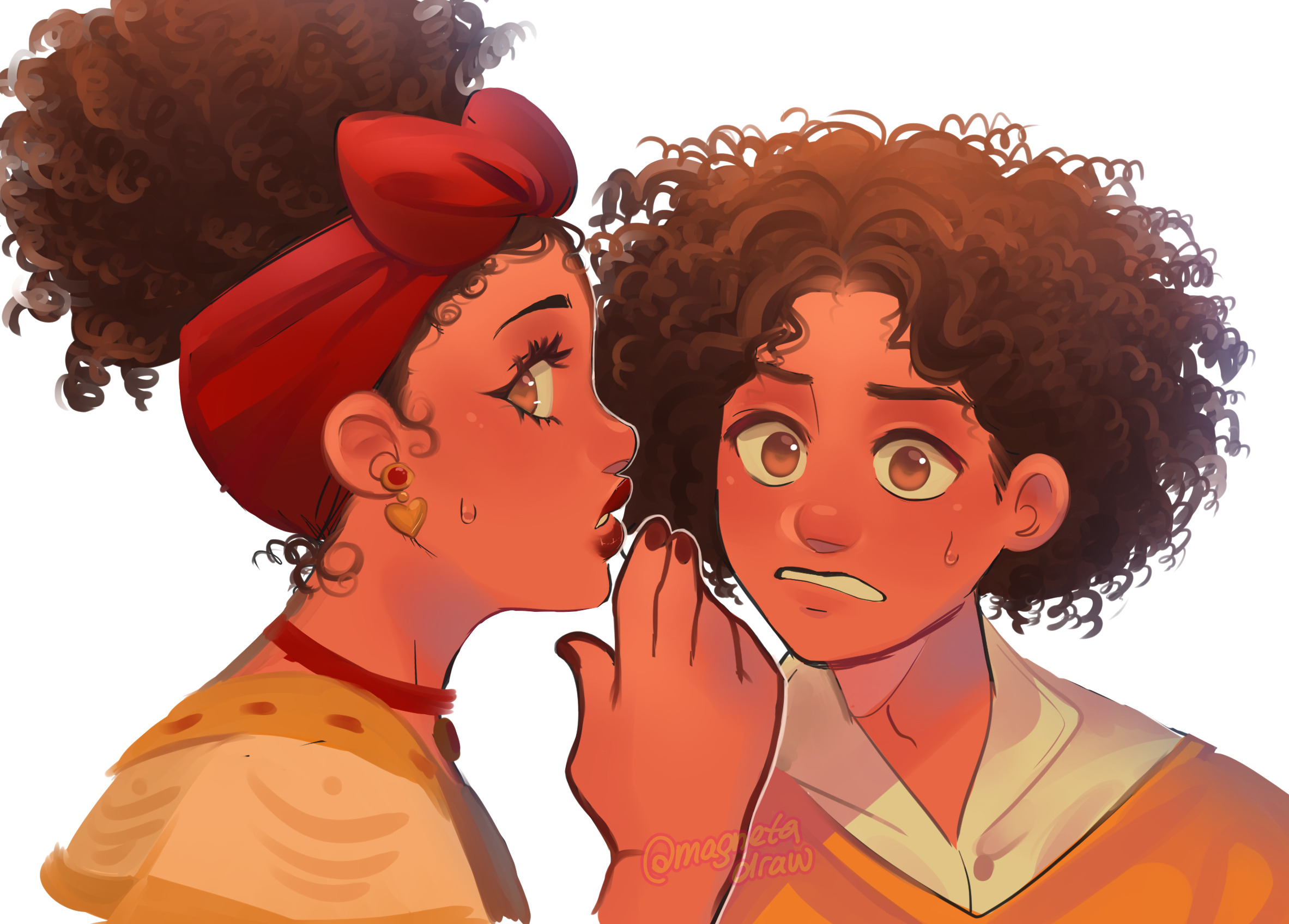 Safebooru - 1boy 1girl afro bow brown eyes brown hair camilo madrigal choker colombian clothes ...