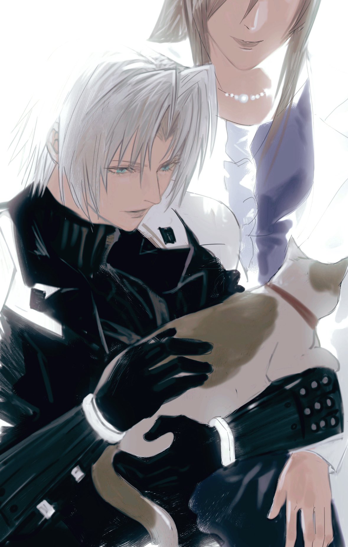 Safebooru - 1boy 1girl aged down animal armor black coat black gloves ...