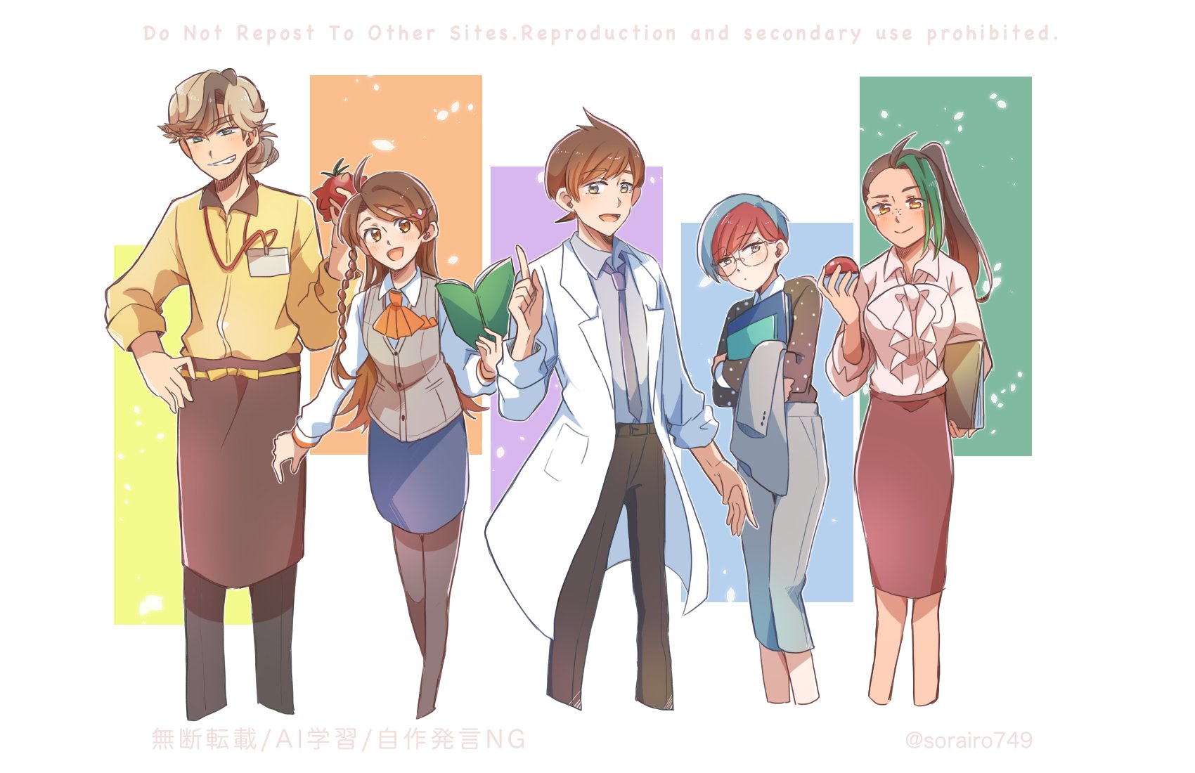 Safebooru - 2boys 3girls age progression aged up alternate color arven (pokemon) bag black hair ...