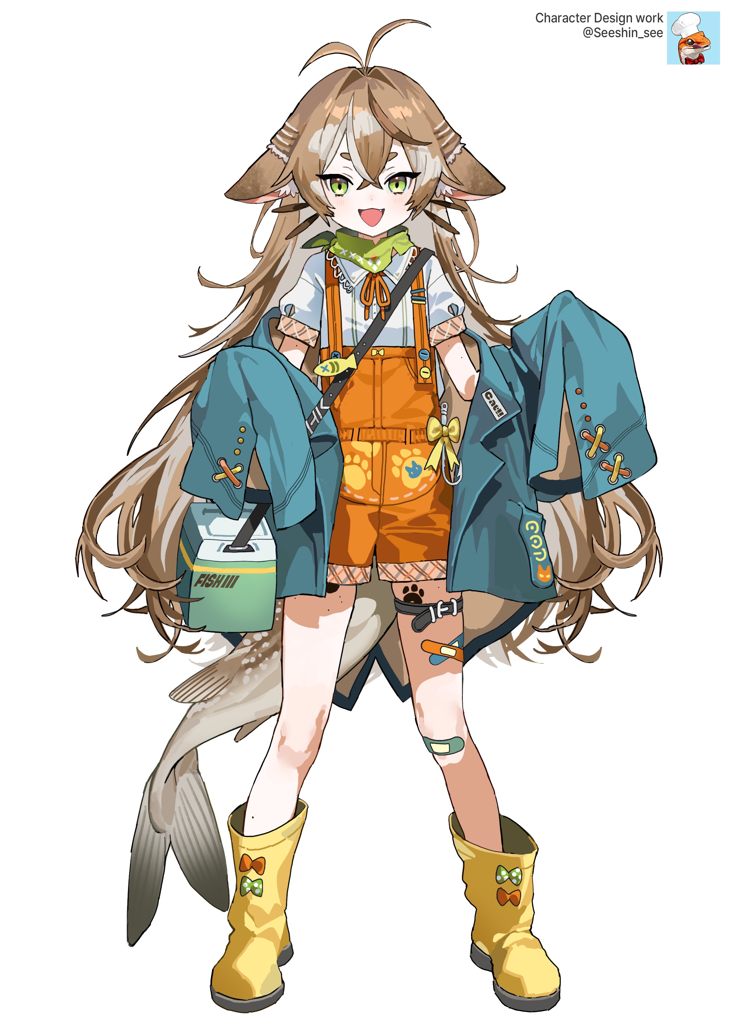 Safebooru - 1girl absurdres animal ears antenna hair bandaid bandaid on knee bandaid on leg ...