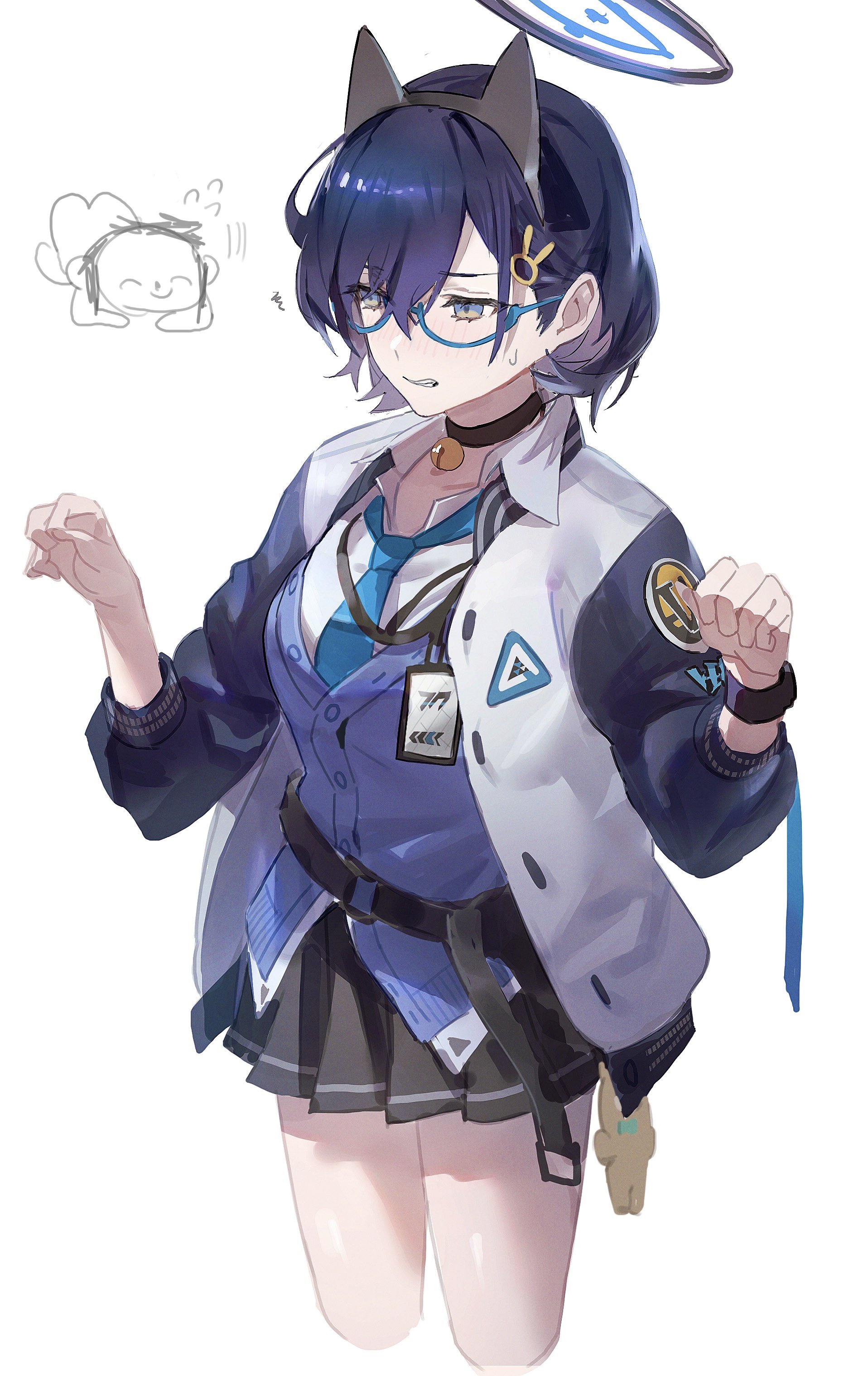 Safebooru - 1girl absurdres animal ears arona's sensei doodle (blue archive) bell blue archive ...