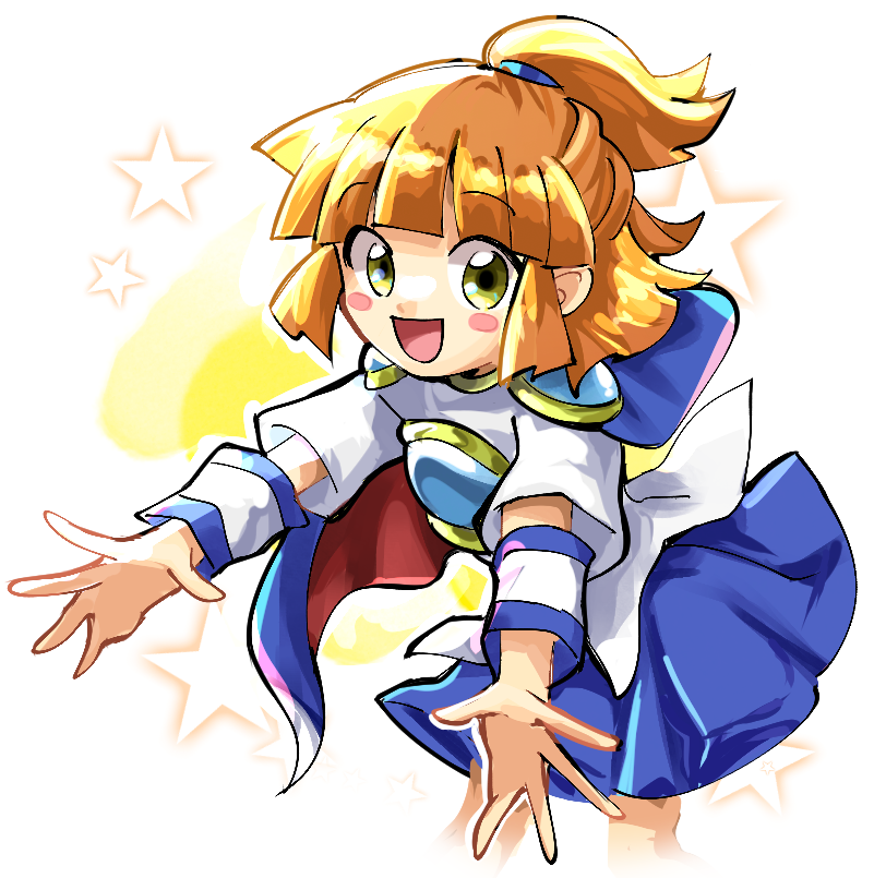 Safebooru - 1girl arle nadja armor blue skirt blush breastplate brown hair looking at viewer ...