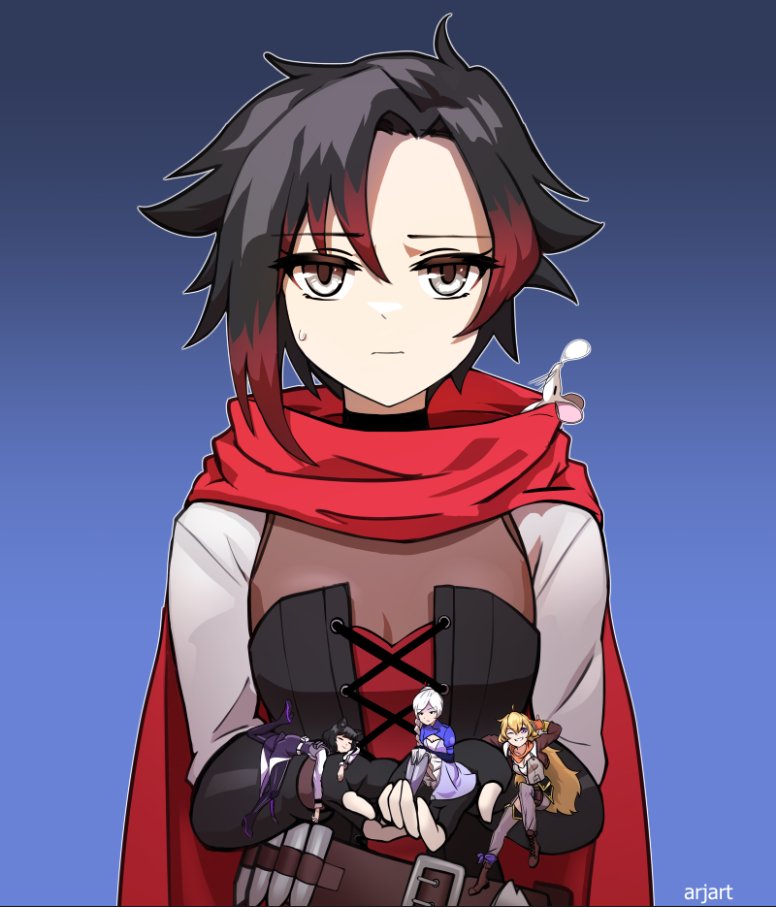 Safebooru - 4girls ammunition belt animal animal on shoulder ar jart artist name belt black ...