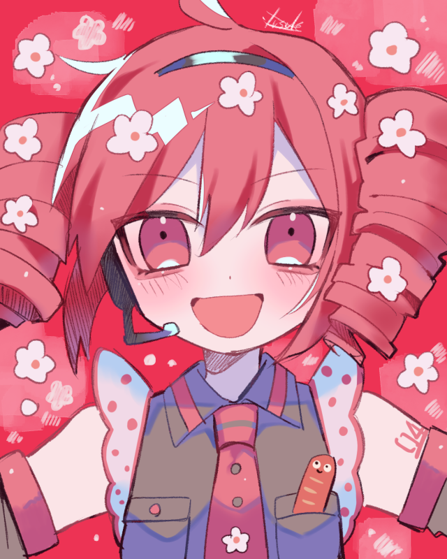 Safebooru - 1girl ahoge animate object blush breast pocket buttons collared shirt commentary ...