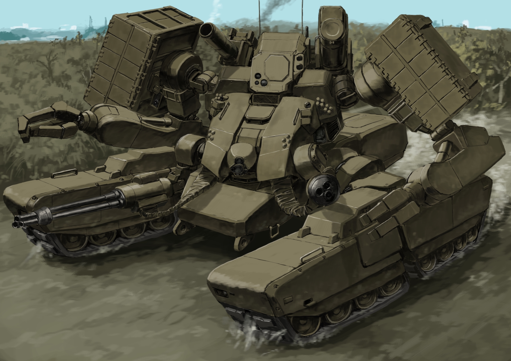 Safebooru - cannon caterpillar tracks gun highres mecha mecha focus ...
