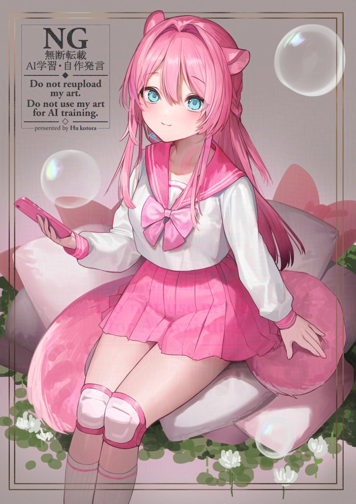 Safebooru - animal ear fluff animal ears blue eyes bow braid bubble ...