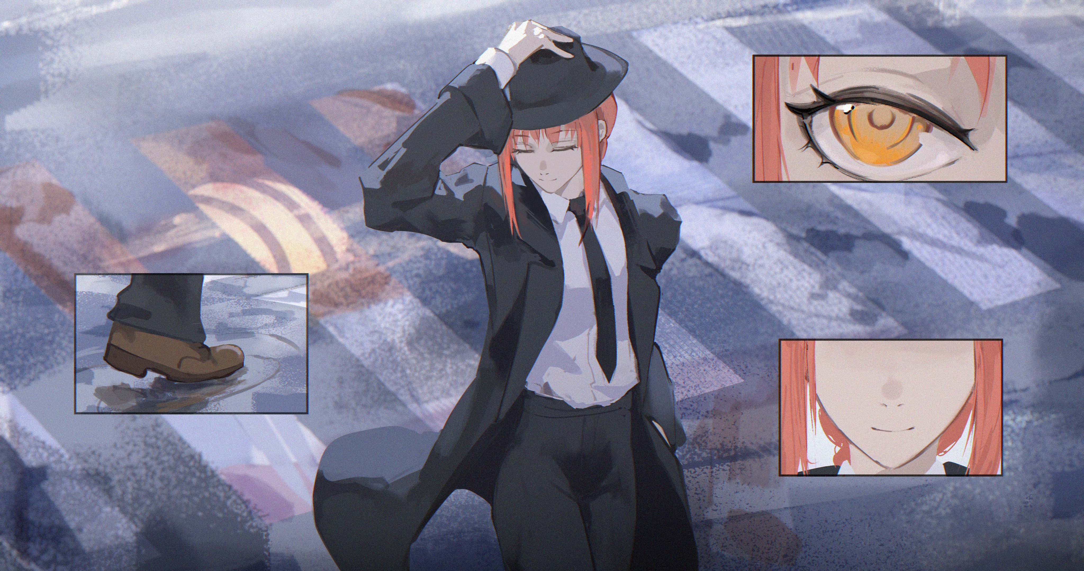 Safebooru - 1girl absurdres black necktie black pants braid braided ...