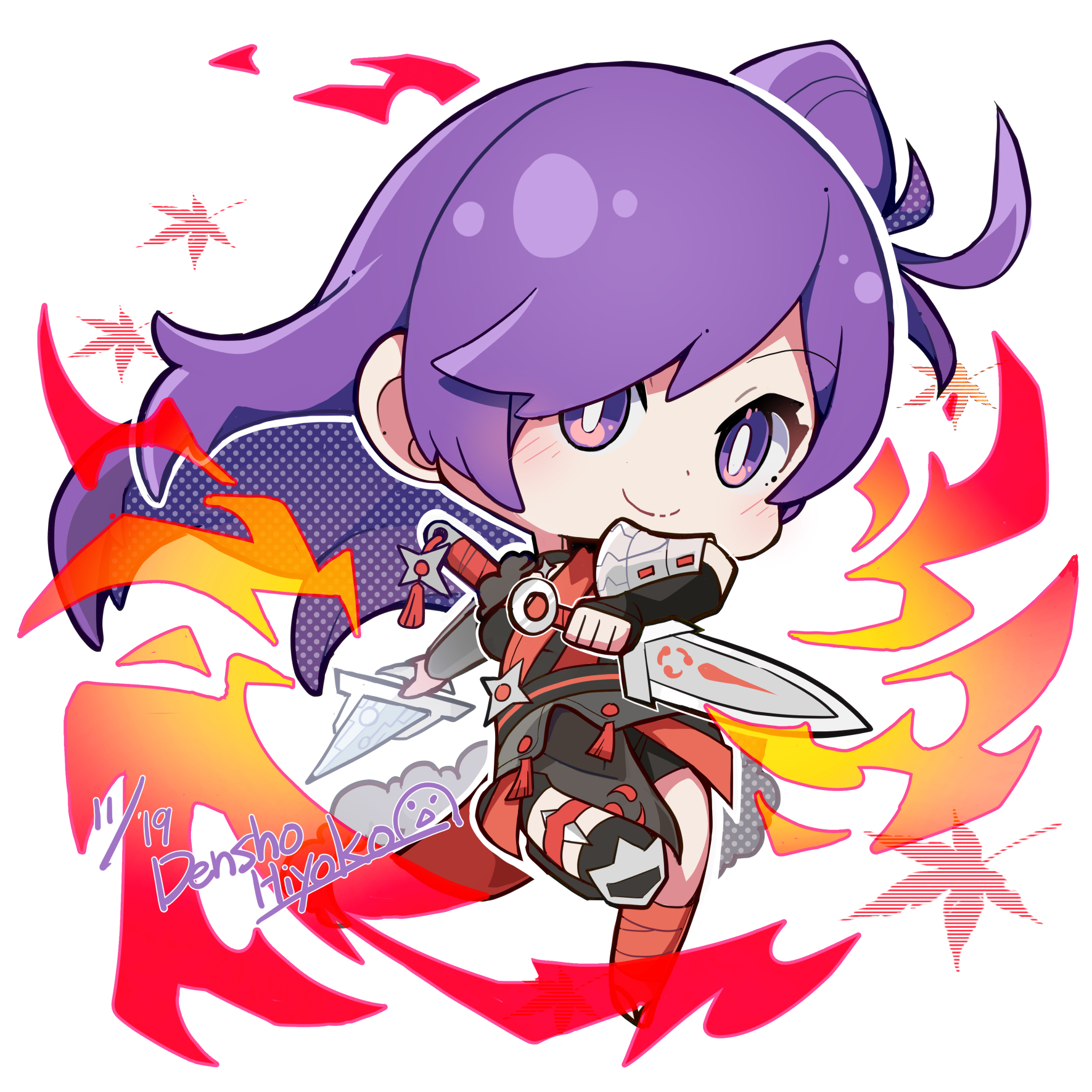 Safebooru - 1girl artist name chibi chibi only closed mouth dagger ...