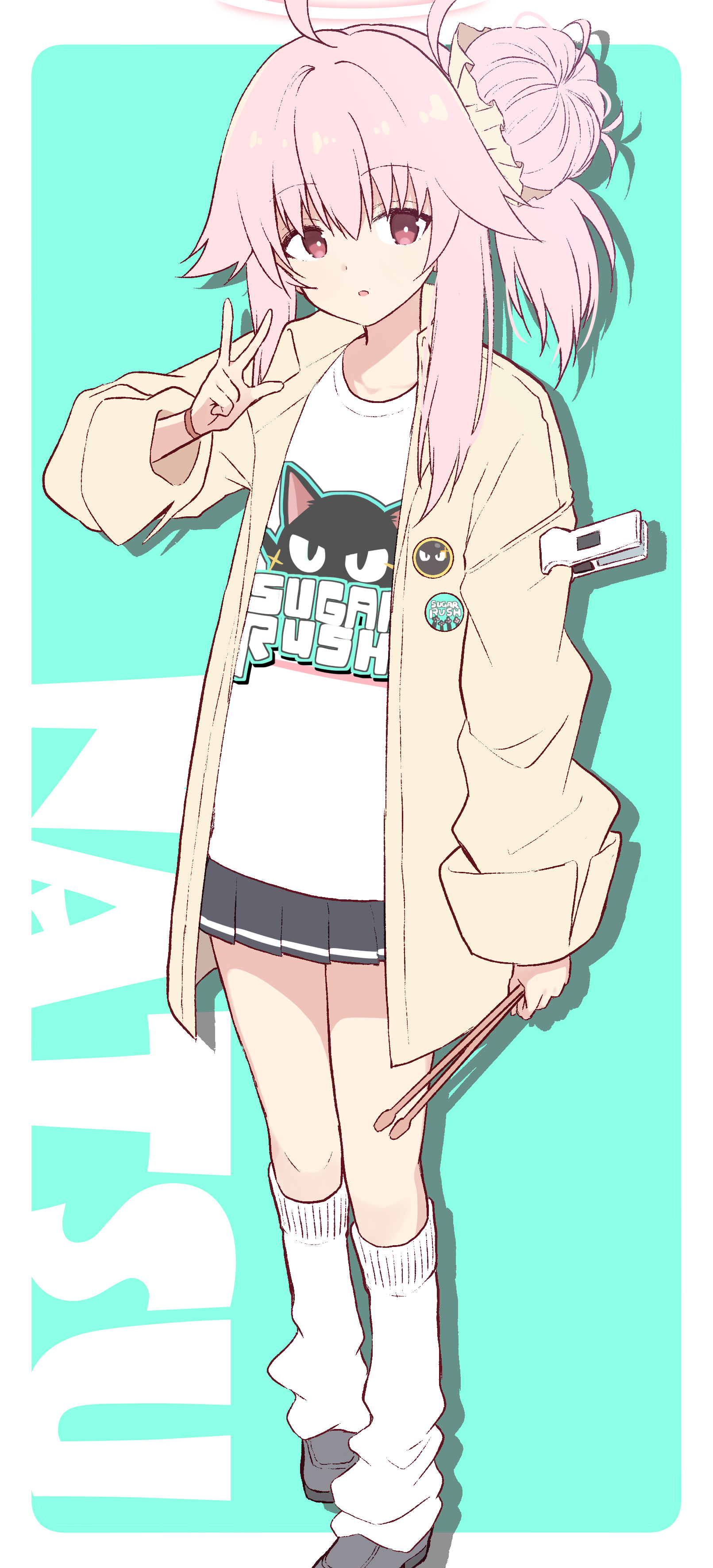 Safebooru - 1girl :o absurdres ahoge akane souichi badge black shoes ...