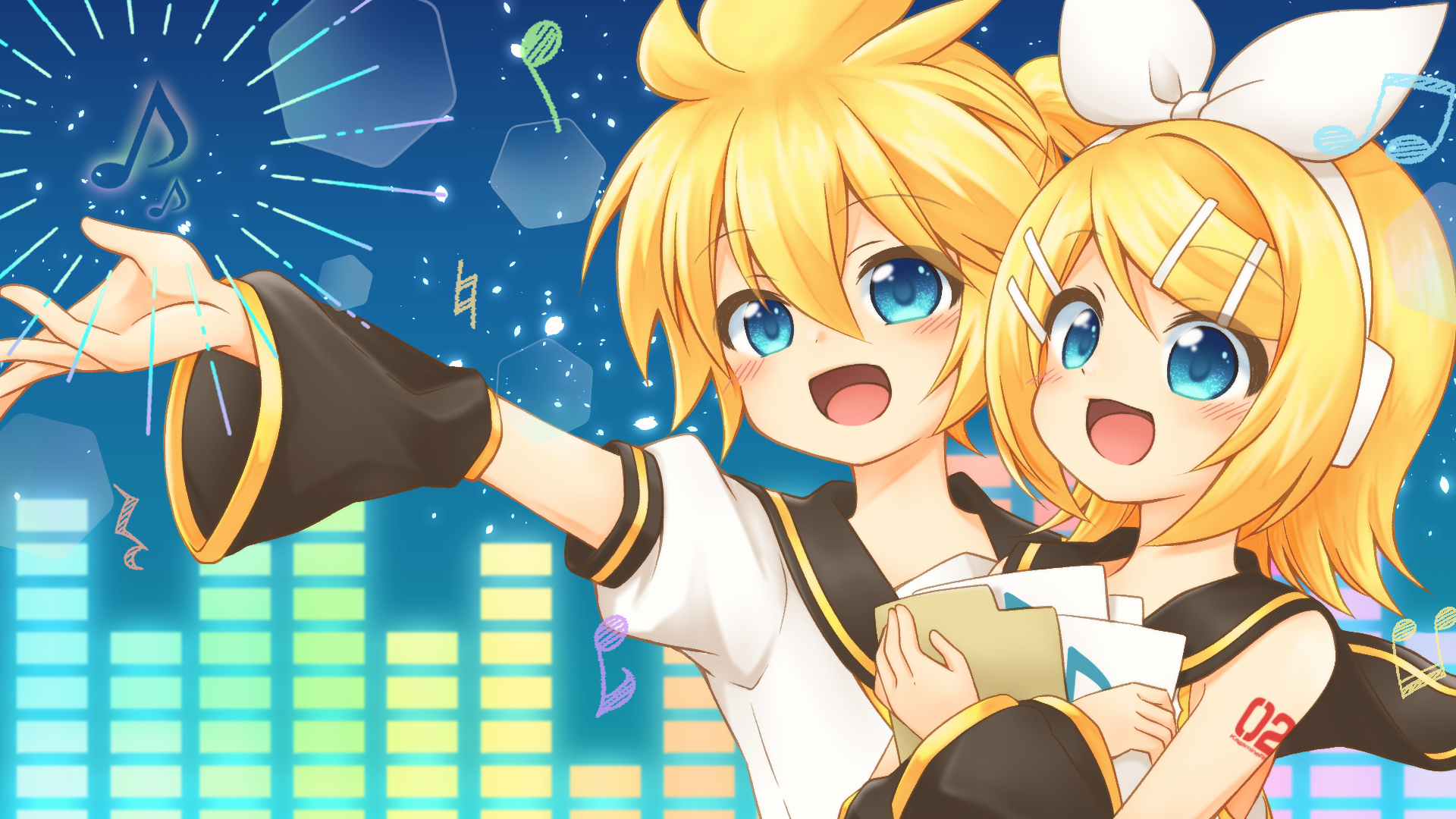 Safebooru - 1boy 1girl arm tattoo blonde hair blue eyes blush bow brother and sister detached ...