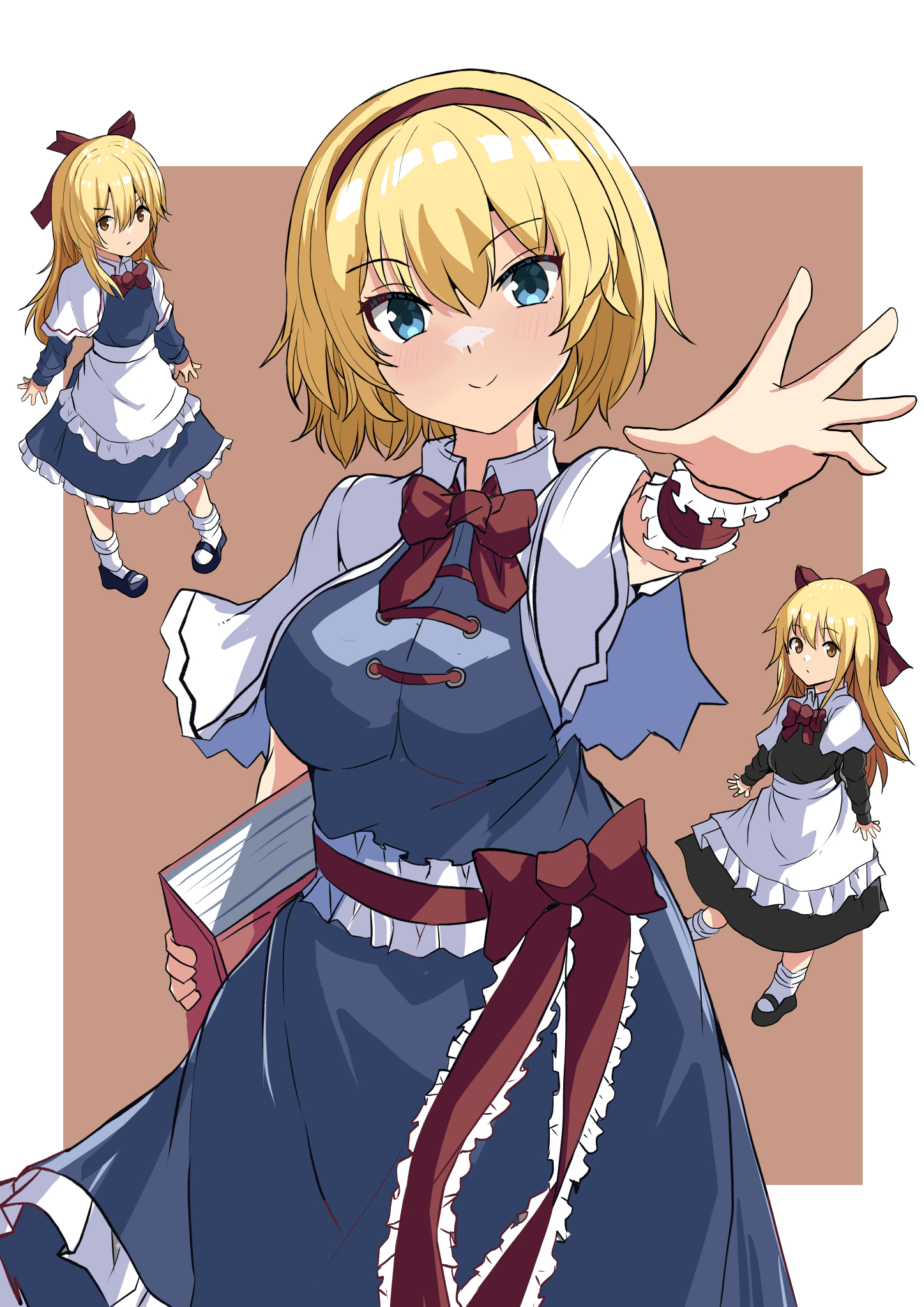 Safebooru - 3girls alice margatroid apron black dress blonde hair blue dress blue eyes book ...