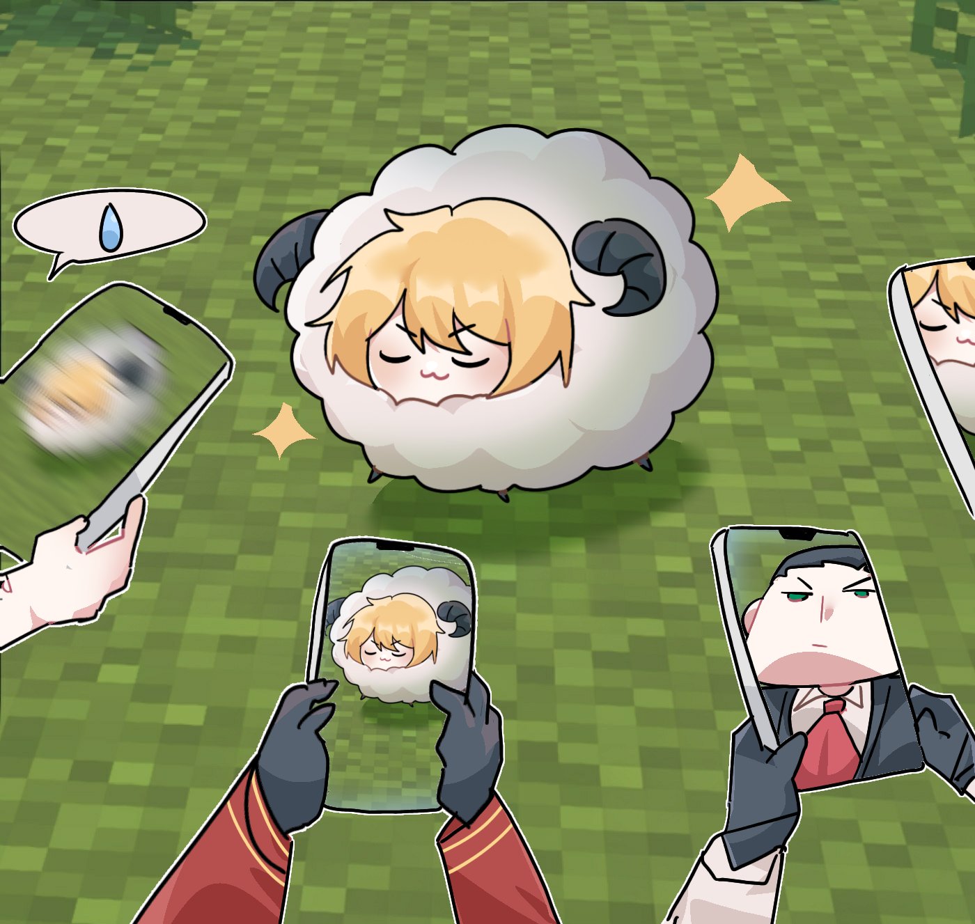 Safebooru - :3 black gloves black hair black vest blonde hair blurry ...