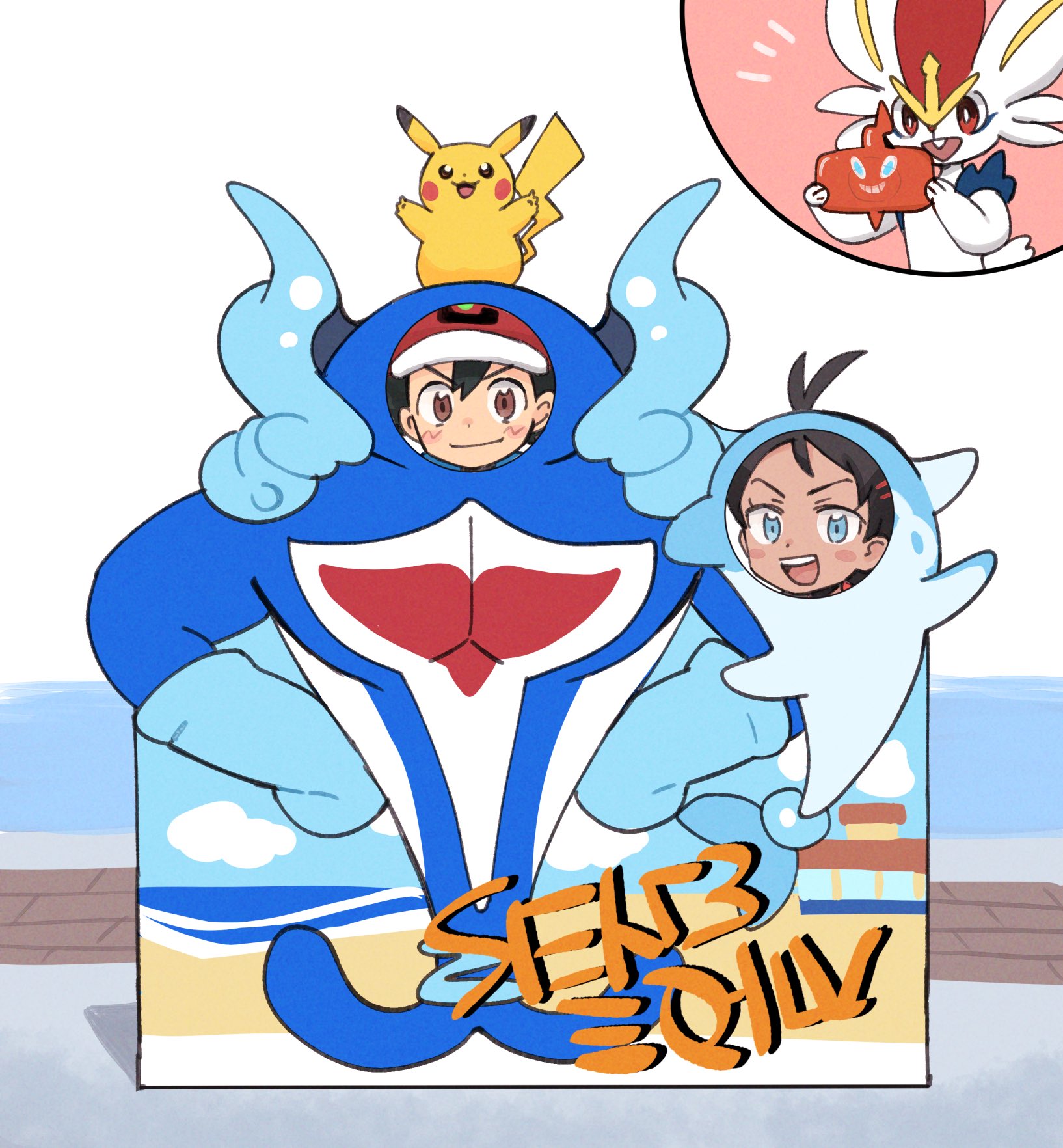 Safebooru - 2boys :d antenna hair ash ketchum black hair blue eyes ...