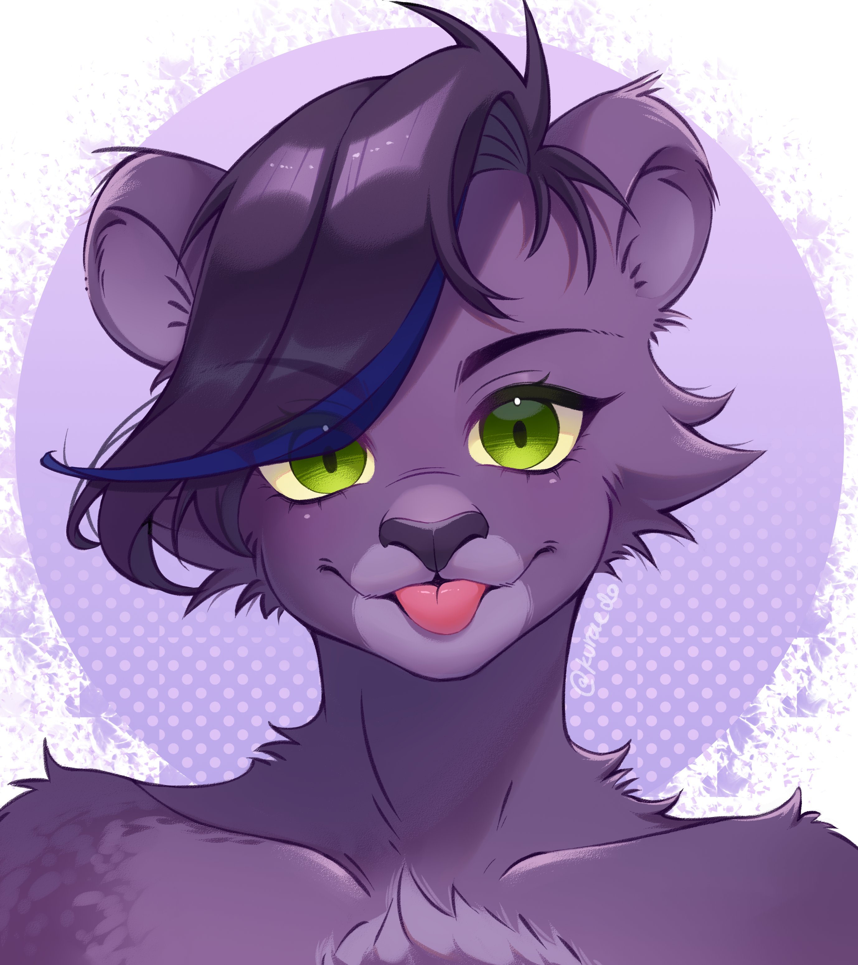 Safebooru - 1boy absurdres animal ears animal nose black hair blue streaks body fur closed mouth ...