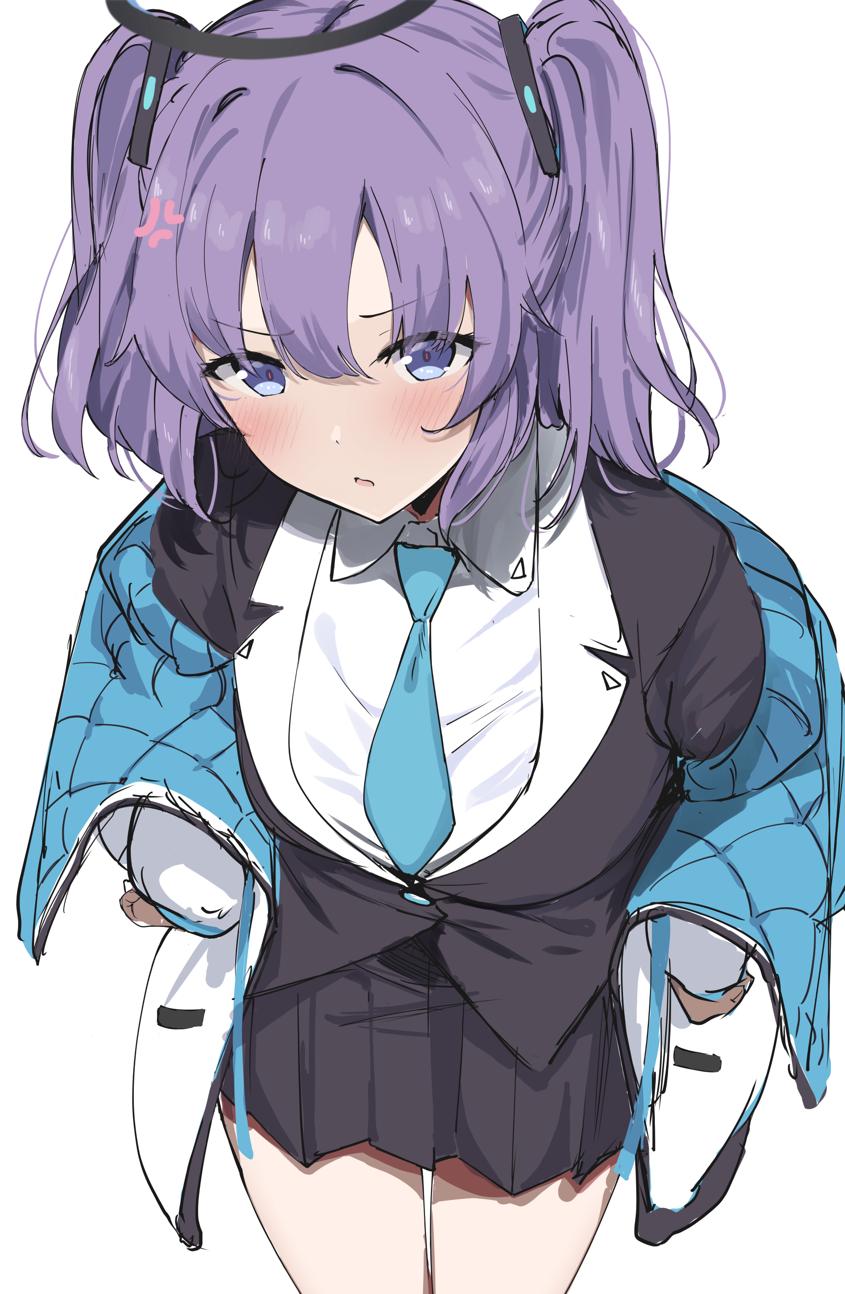 Safebooru - 1girl absurdres anger vein black jacket black skirt blue archive blue eyes blue ...